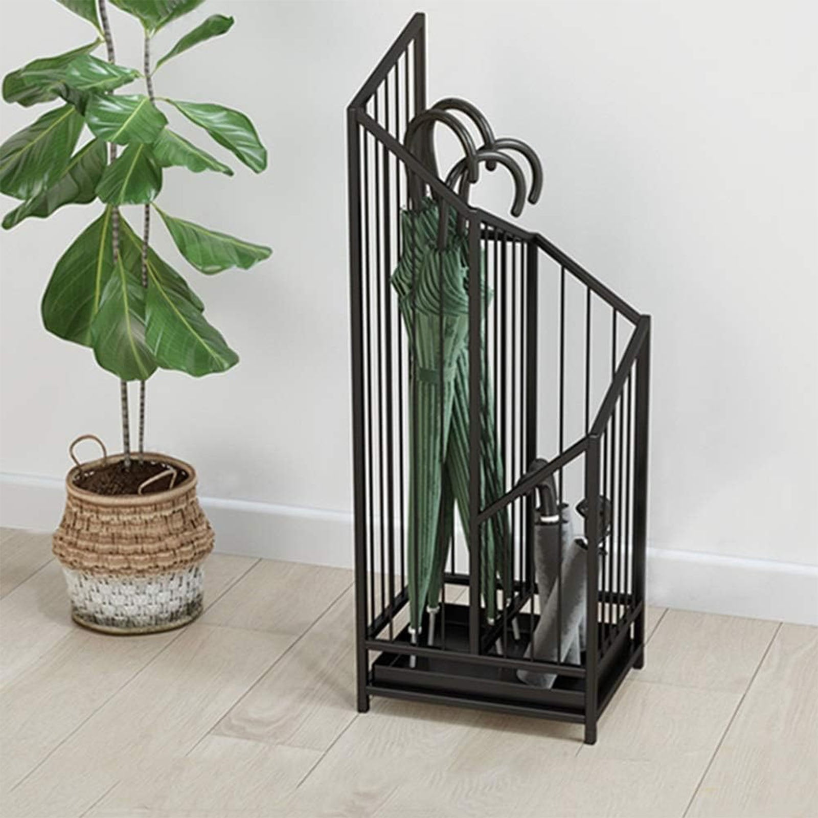 Metal Umbrella Stand, Rustproof Metal Organizer Rack with Drip Tray ...