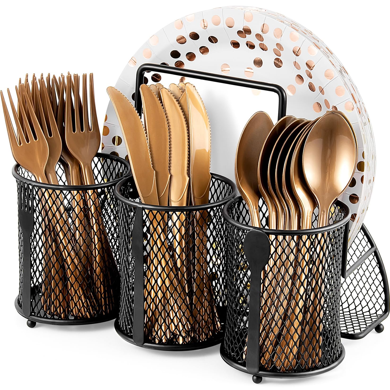 Metal Utensil Caddy Silverware Organizer, Utensil Holder Cutlery Caddy ...