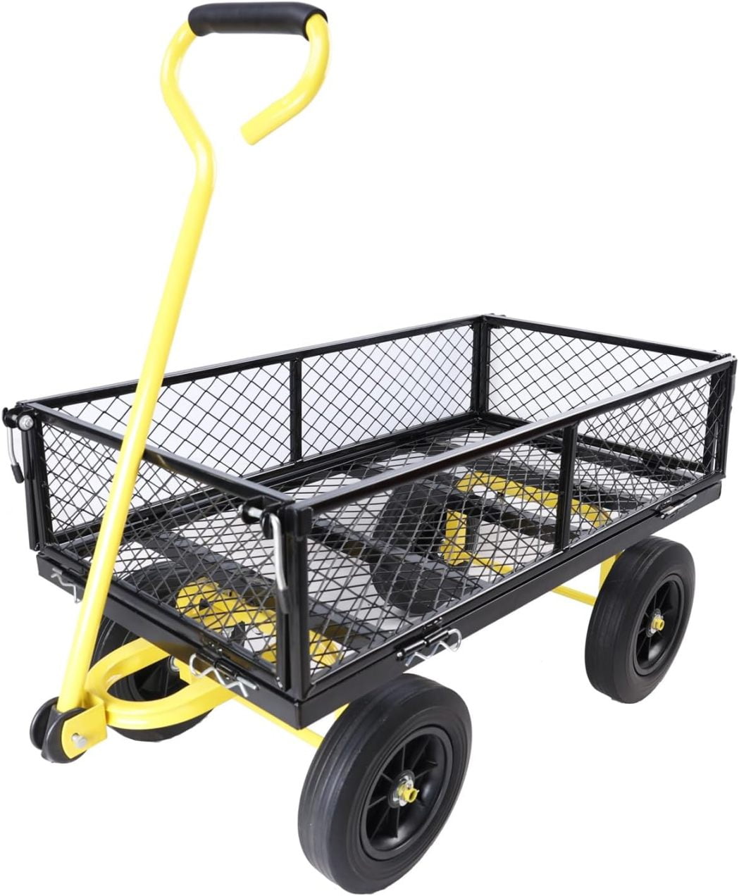 Metal Utility Wagon with 10" Solid Large Wheels 500 Lbs Capacity Heavy ...