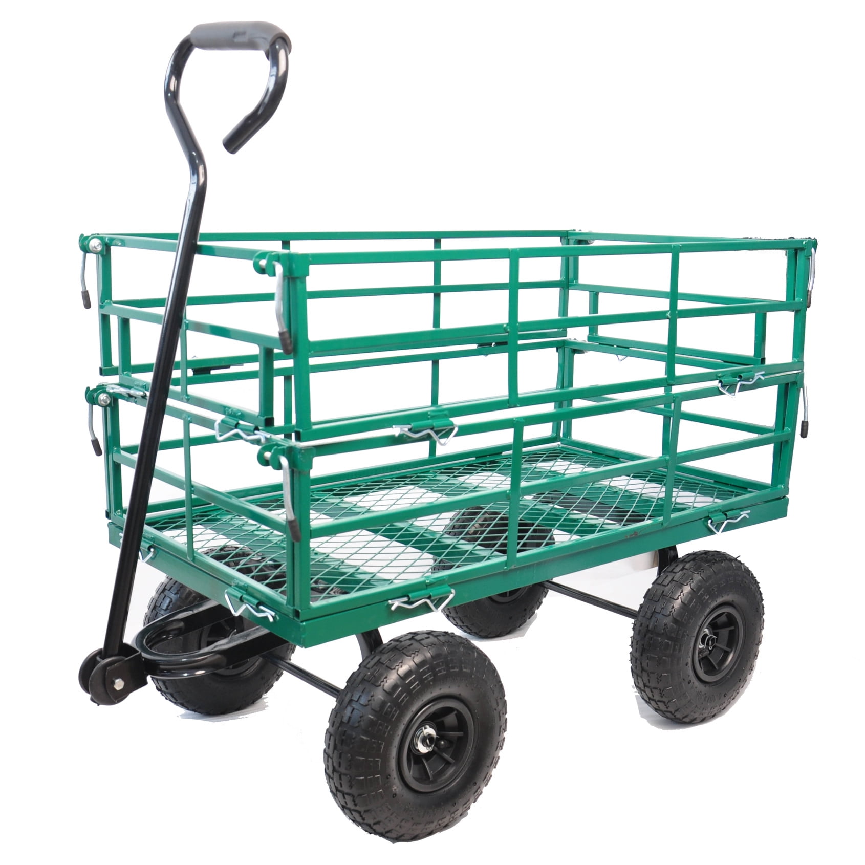 Metal Utility Wagon Truck with 180 Degree Steering Range Handle and 4 ...
