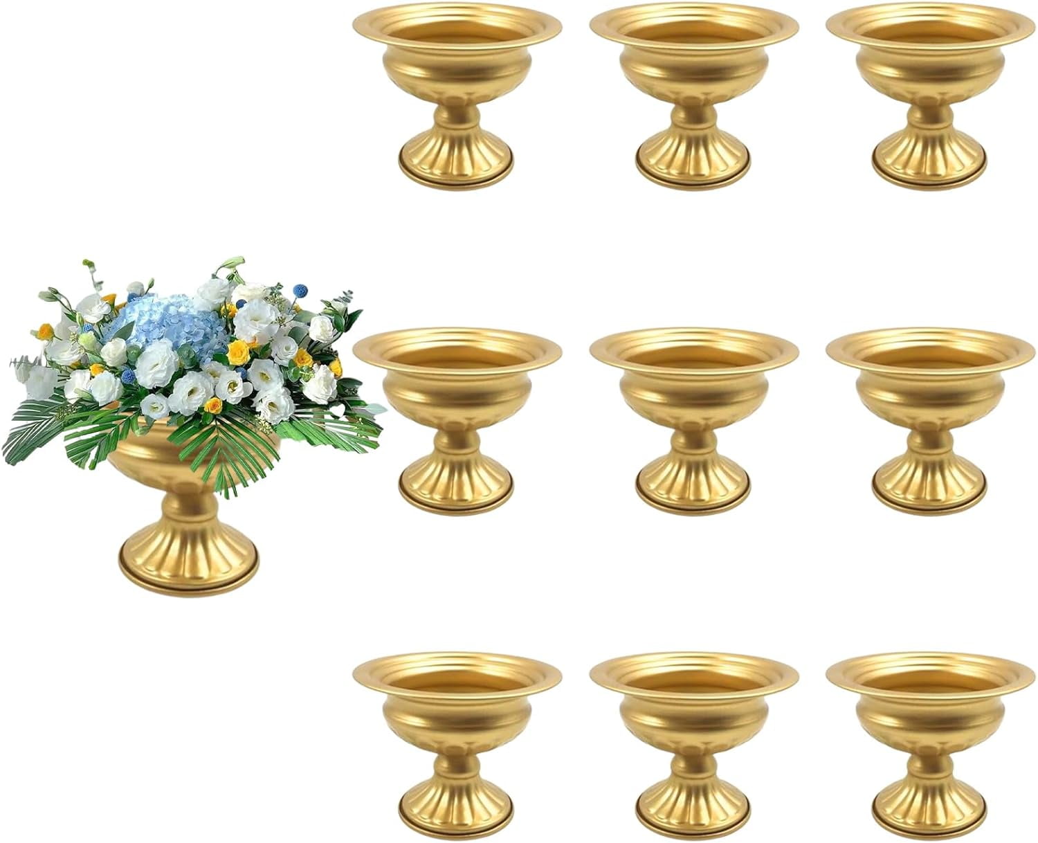 Metal Vases for Table Centerpieces 10 Pcs Gold Vases Gold Compote ...