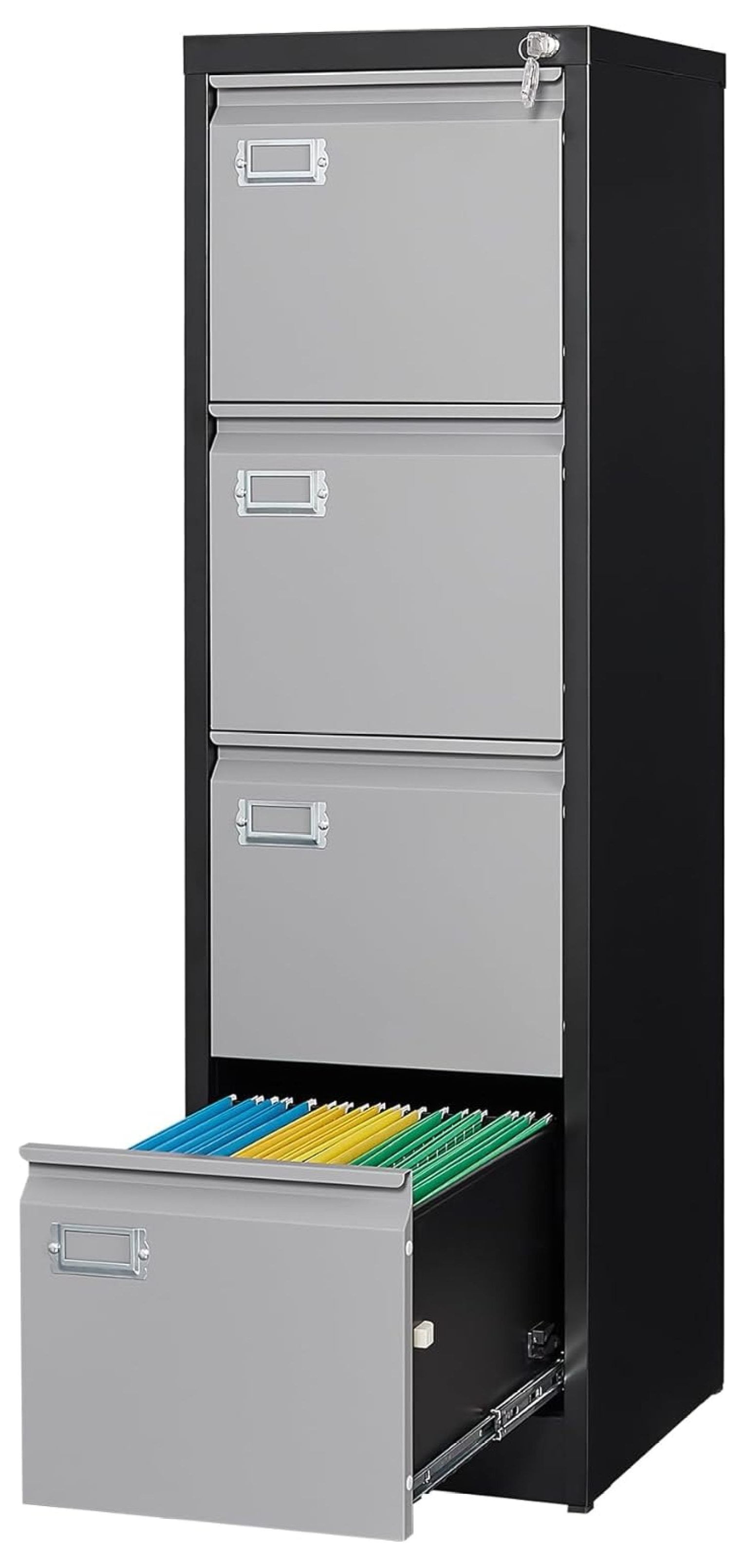 Metal Vertical File Cabinet with Lock，Narrow Filing Cabinets Hanging ...