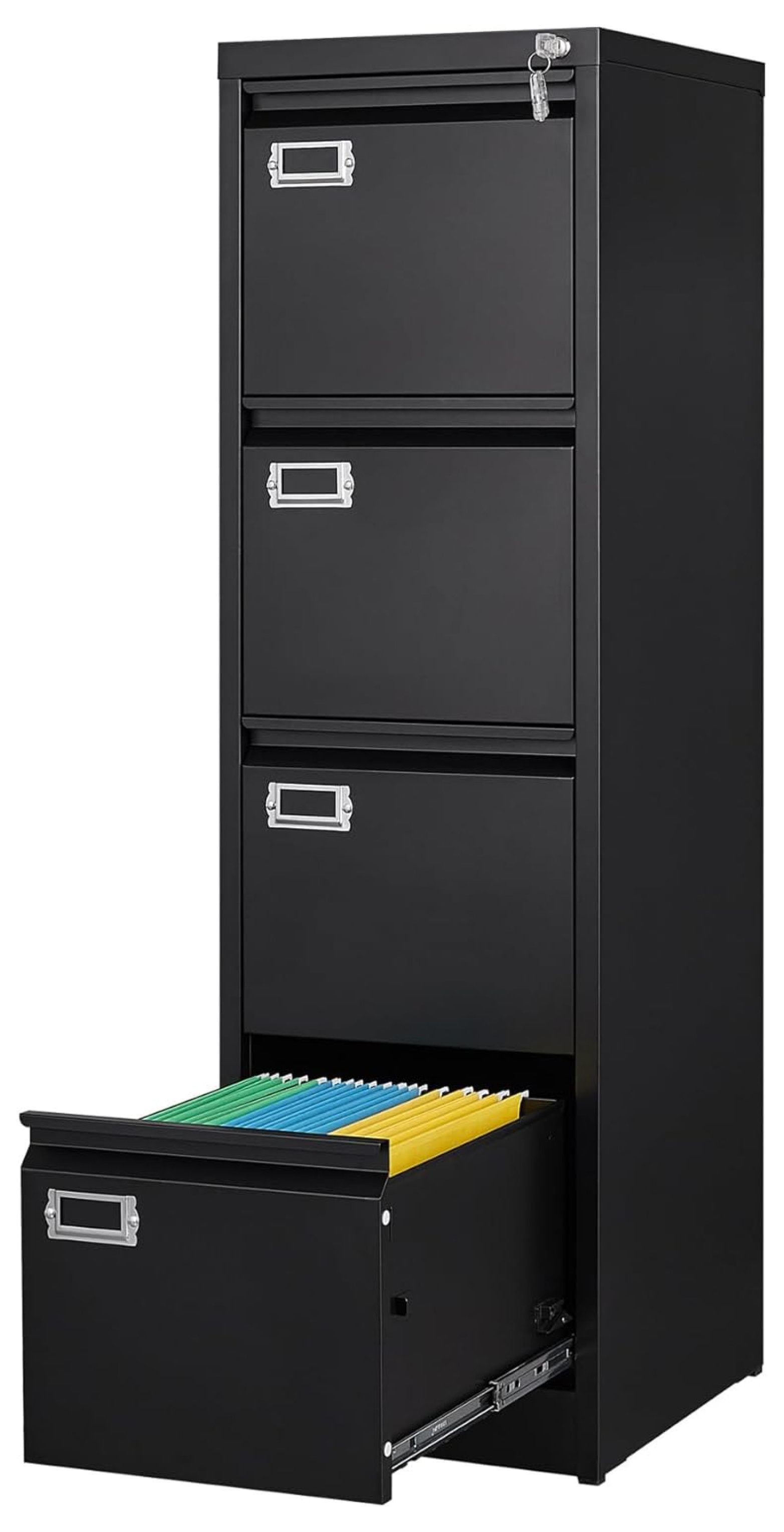 Metal Vertical File Cabinet with Lock，Narrow Filing Cabinets Hanging ...
