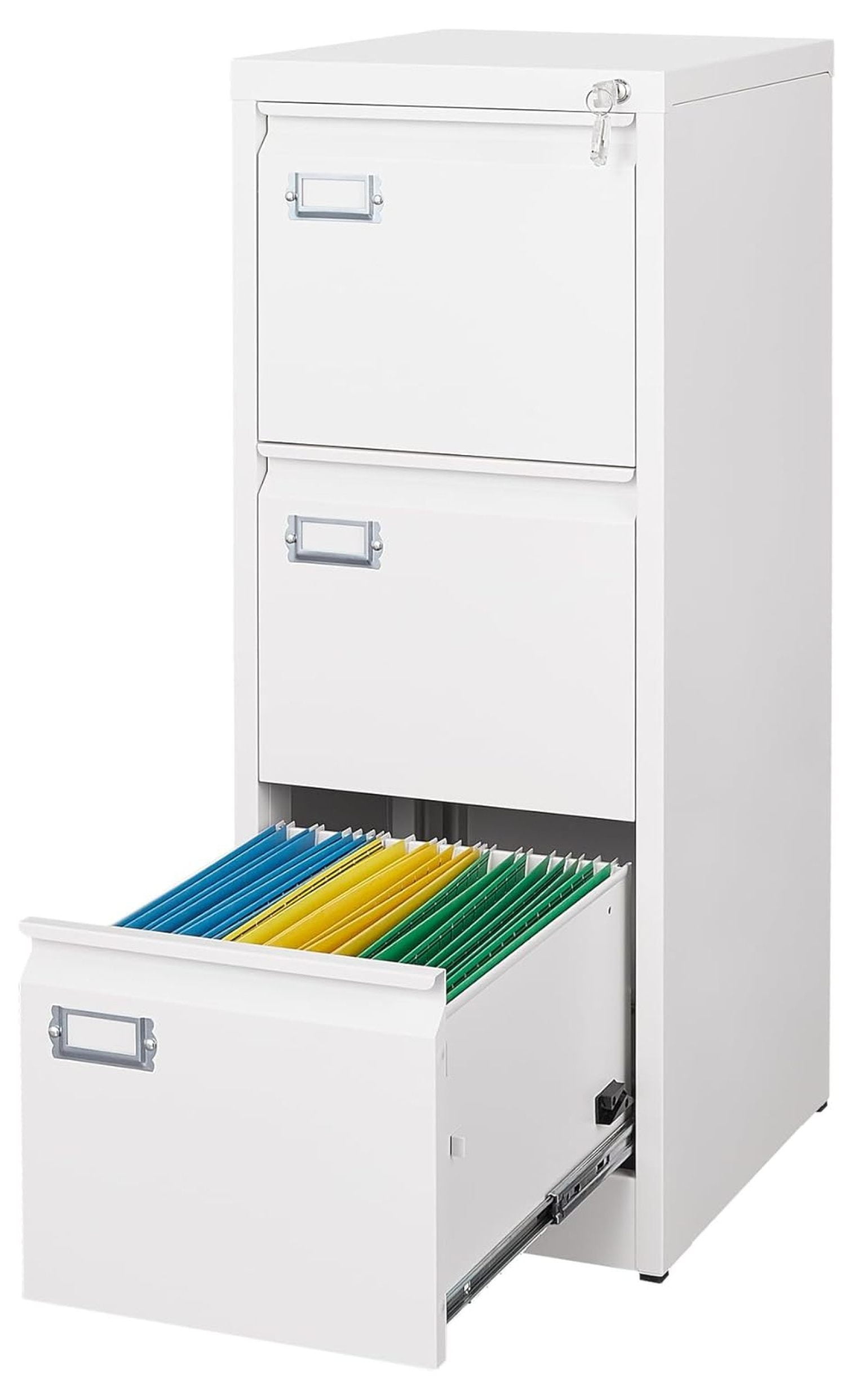 Metal Vertical File Cabinet with Lock，Narrow Filing Cabinets Hanging ...