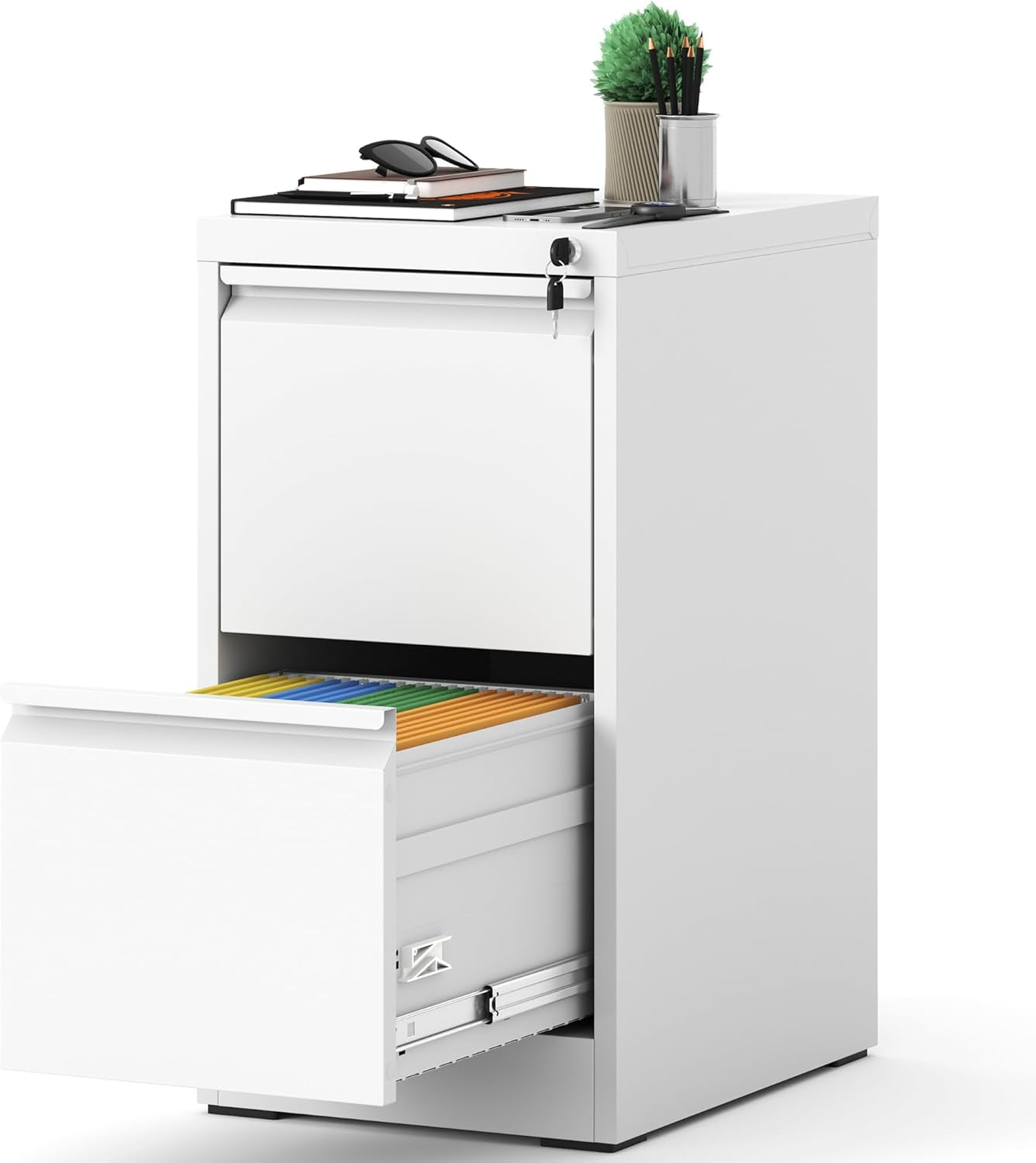 Metal Vertical File Cabinets with Lock for Home Office, Steel File ...