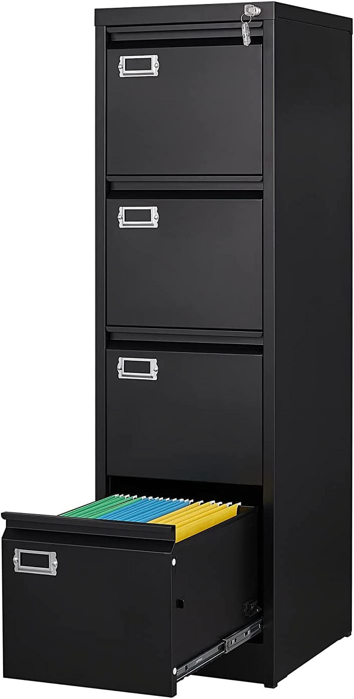 Metal Vertical File Storage Cabinet, 4 Drawer File Cabinet with Lock ...