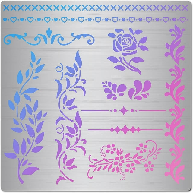 Metal Vine Stencil 16x16cm Leaves Vine Rose Flower Edge Trim Pattern ...