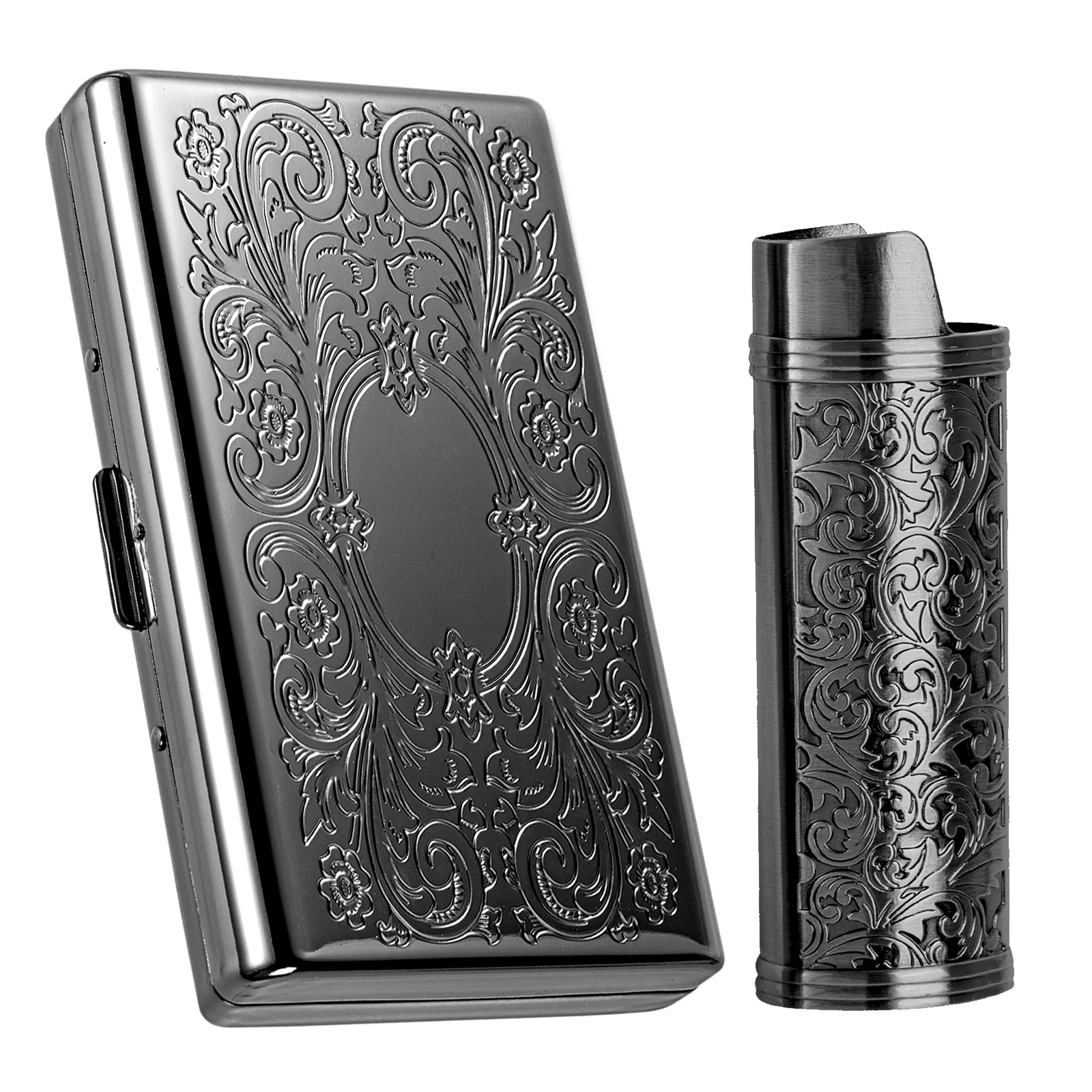 Metal Vintage Cigarette Case - With J6 Lighter Metal Case, Holds 12pcs ...