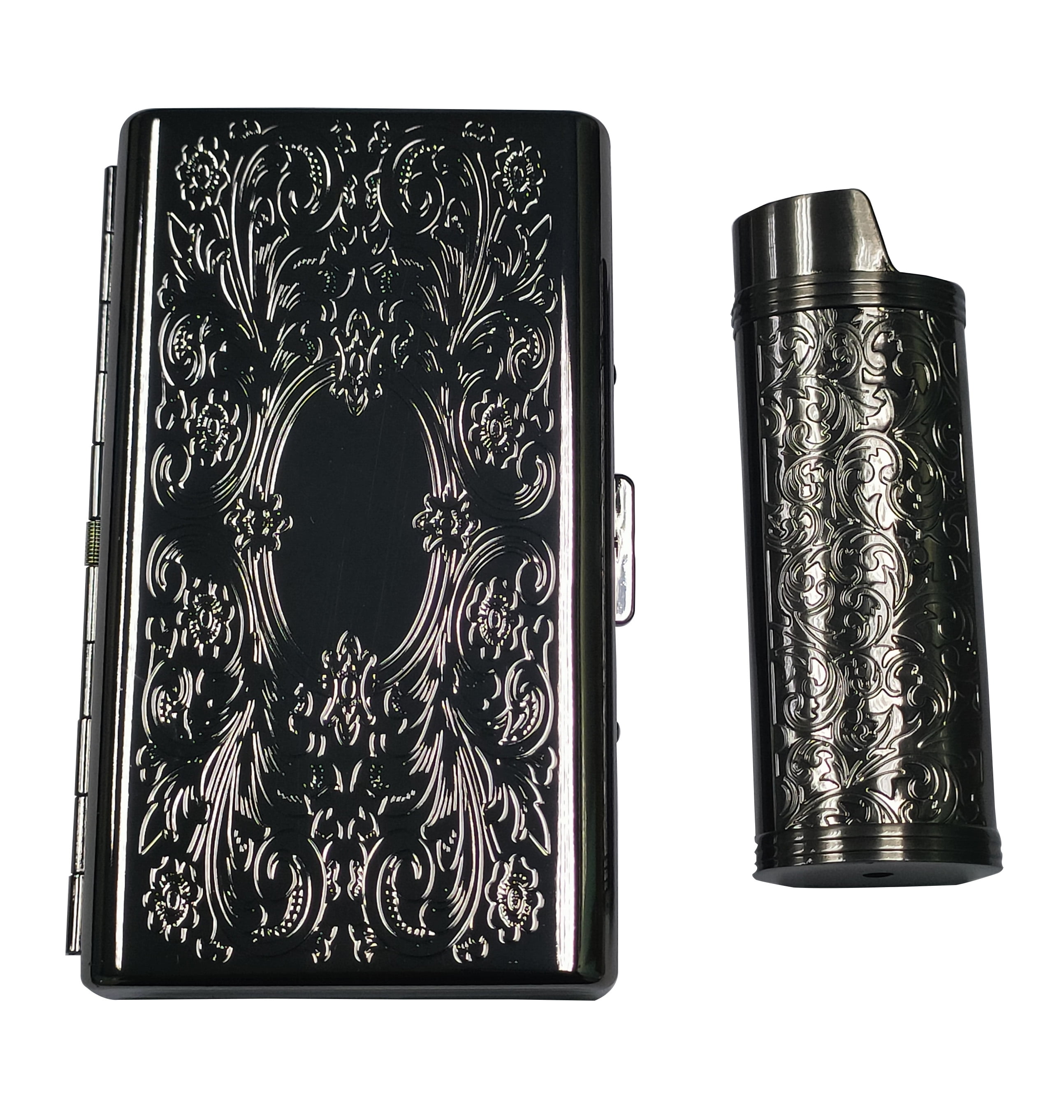 Metal Vintage Cigarette Case - With J6 Lighter Metal Case, Holds 12pcs ...