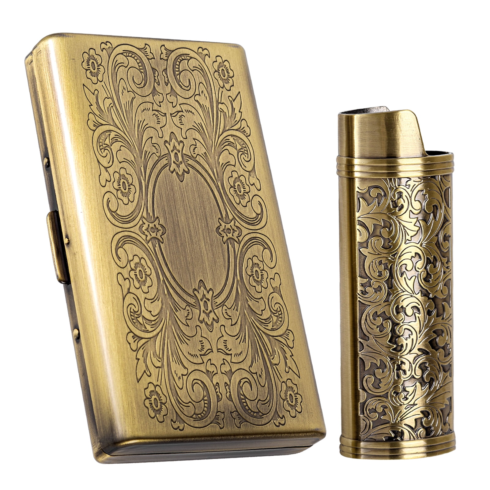 Metal Vintage Cigarette Case - With J6 Lighter Metal Case, Holds 12pcs ...