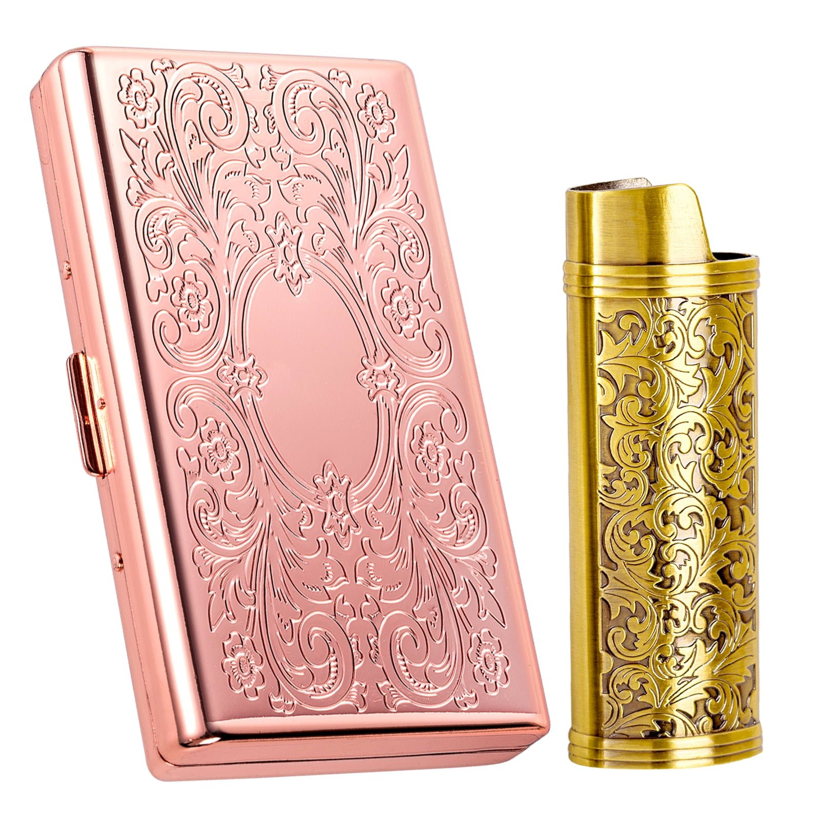 Metal Vintage Cigarette Case - With J6 Lighter Metal Case, Holds 12pcs ...