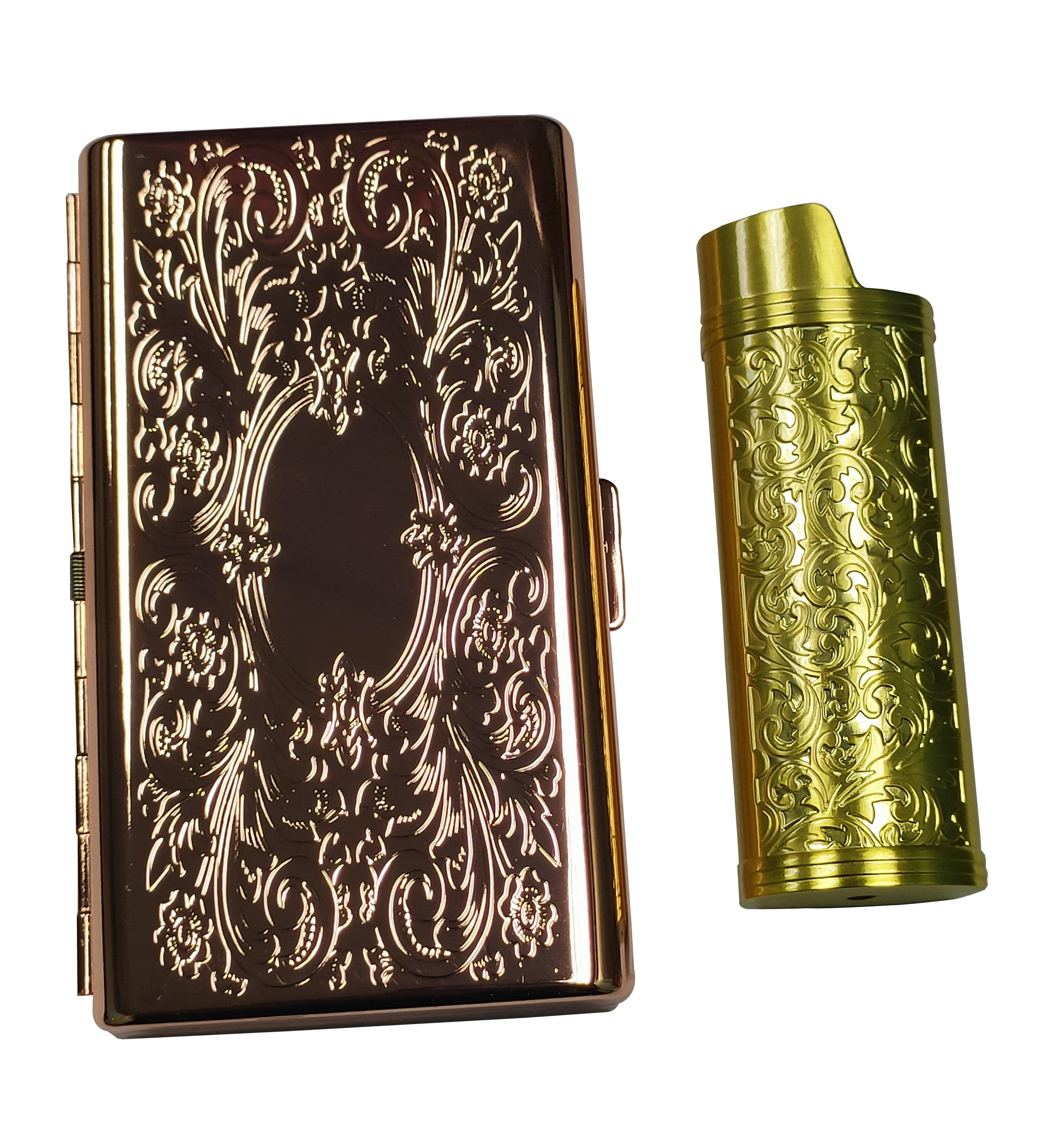 Metal Vintage Cigarette Case - With J6 Lighter Metal Case, Holds 12pcs ...