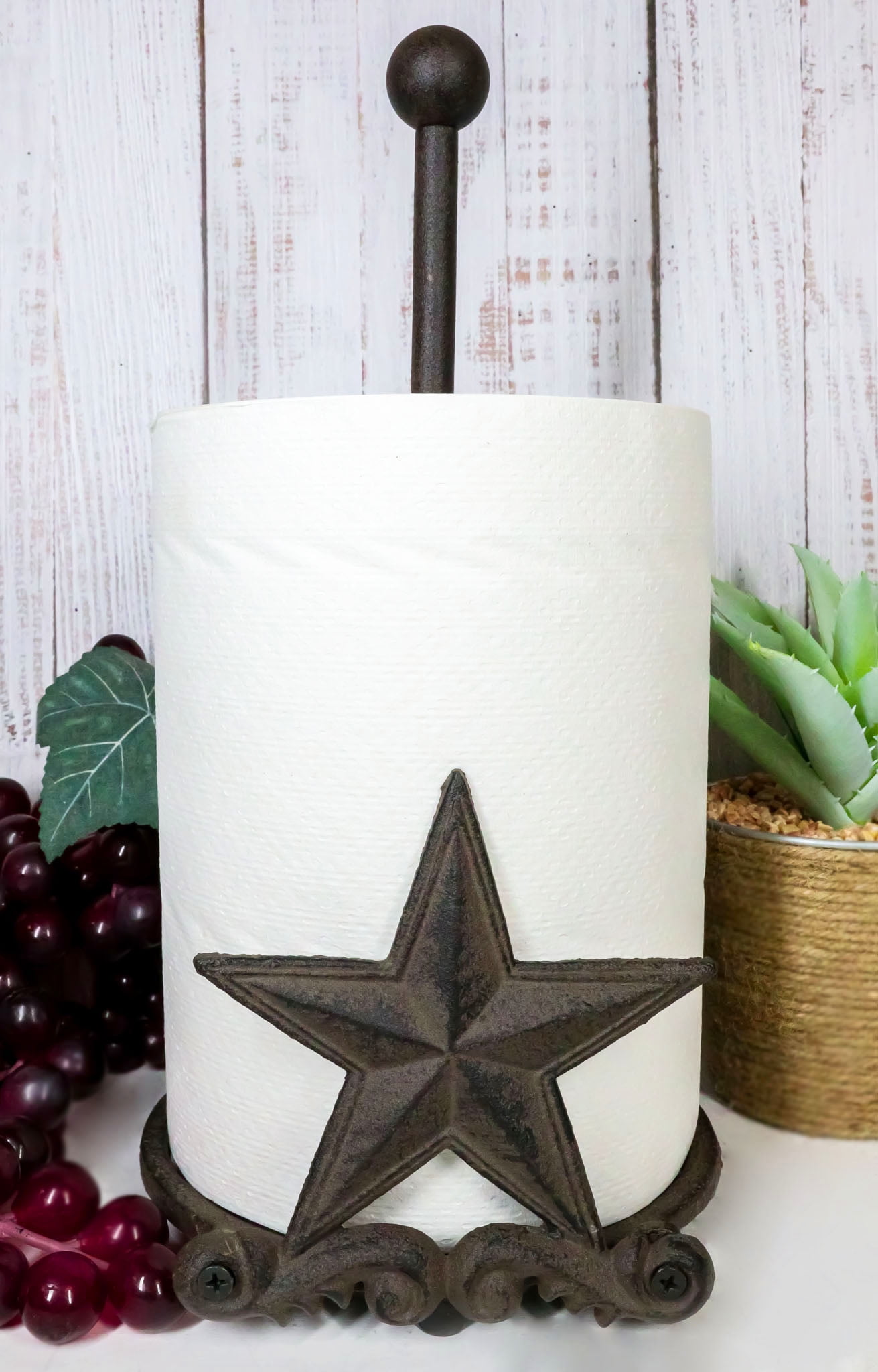 Metal Vintage Rustic Western Star & Scroll Art Paper Towel Holder ...