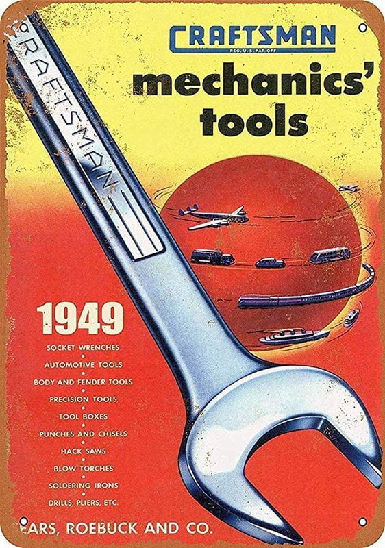 Metal Vintage Tin Sign Craftsman Mechanics' Tools for Garage Home Bar ...