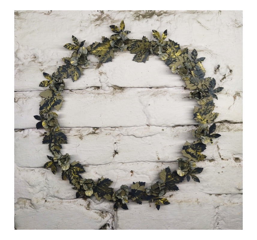 Metal Vintage Wreath Wall Art - Wall Decor - Door Wreath - Rustic Gold ...