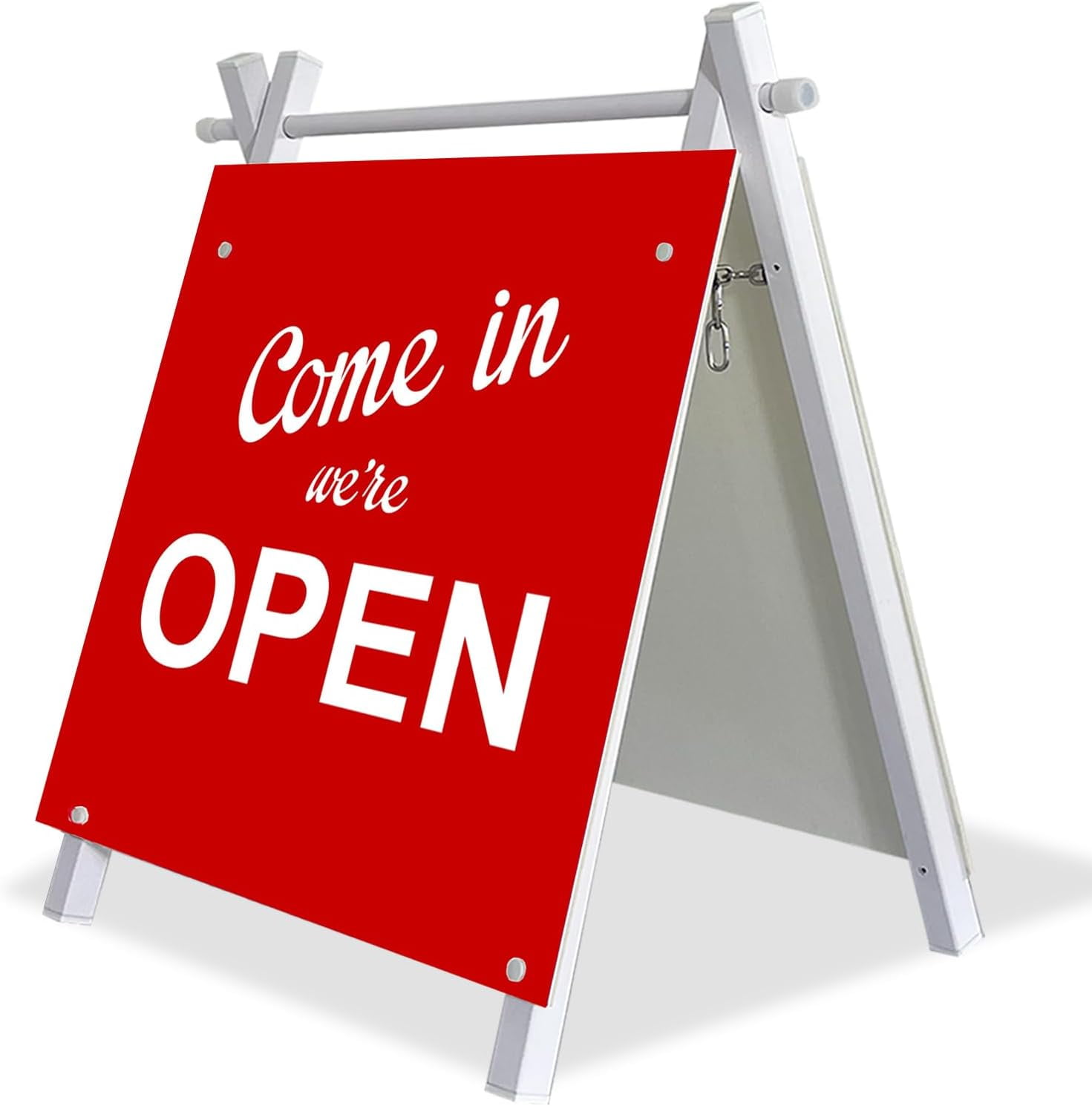 Metal WHITE A Frame Sign Holder (2 UNITS) Sidewalk Portable, Folding ...