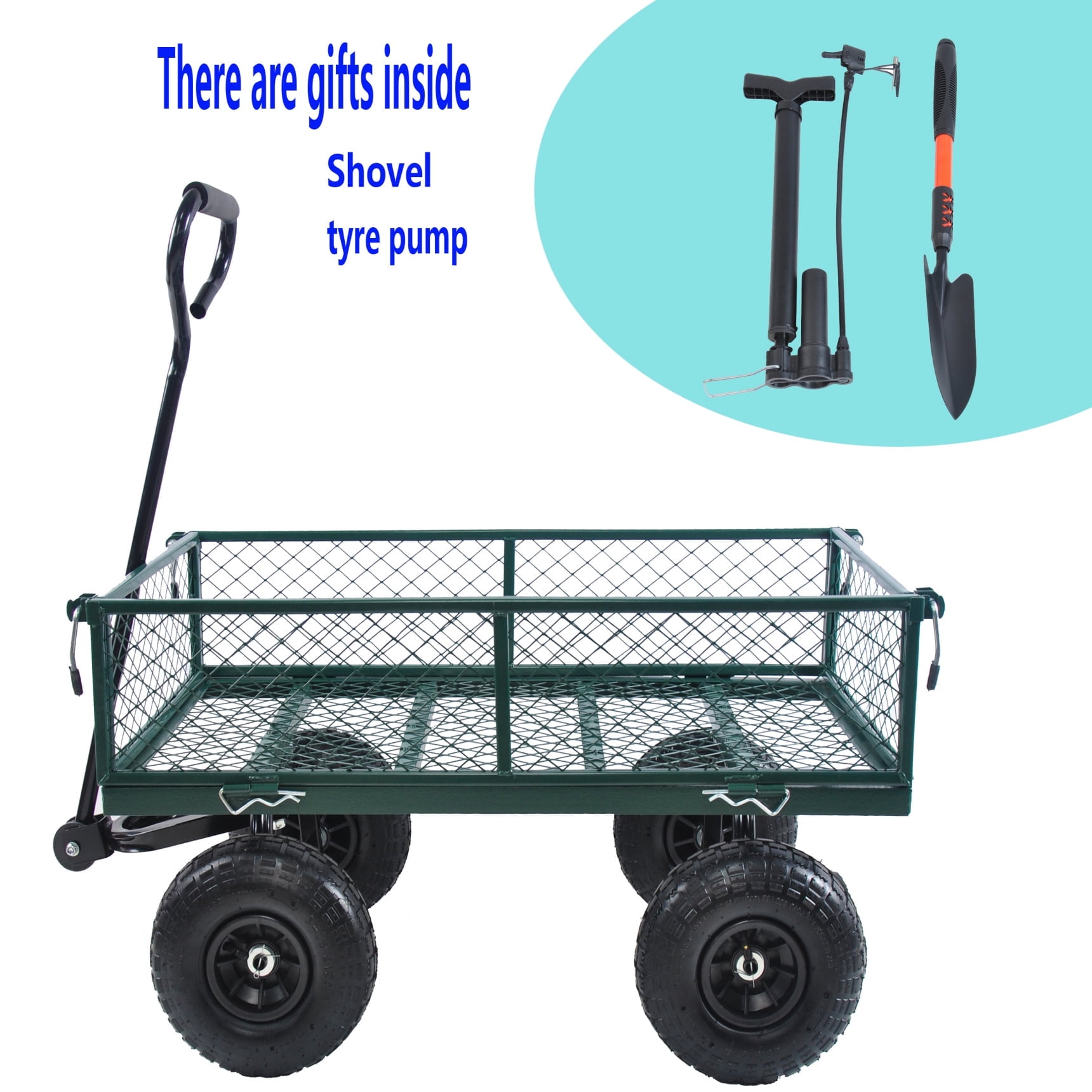Collapsible Metal Wagon Cart, 350Lbs Capacity, Outdoor Utility Wagon ...