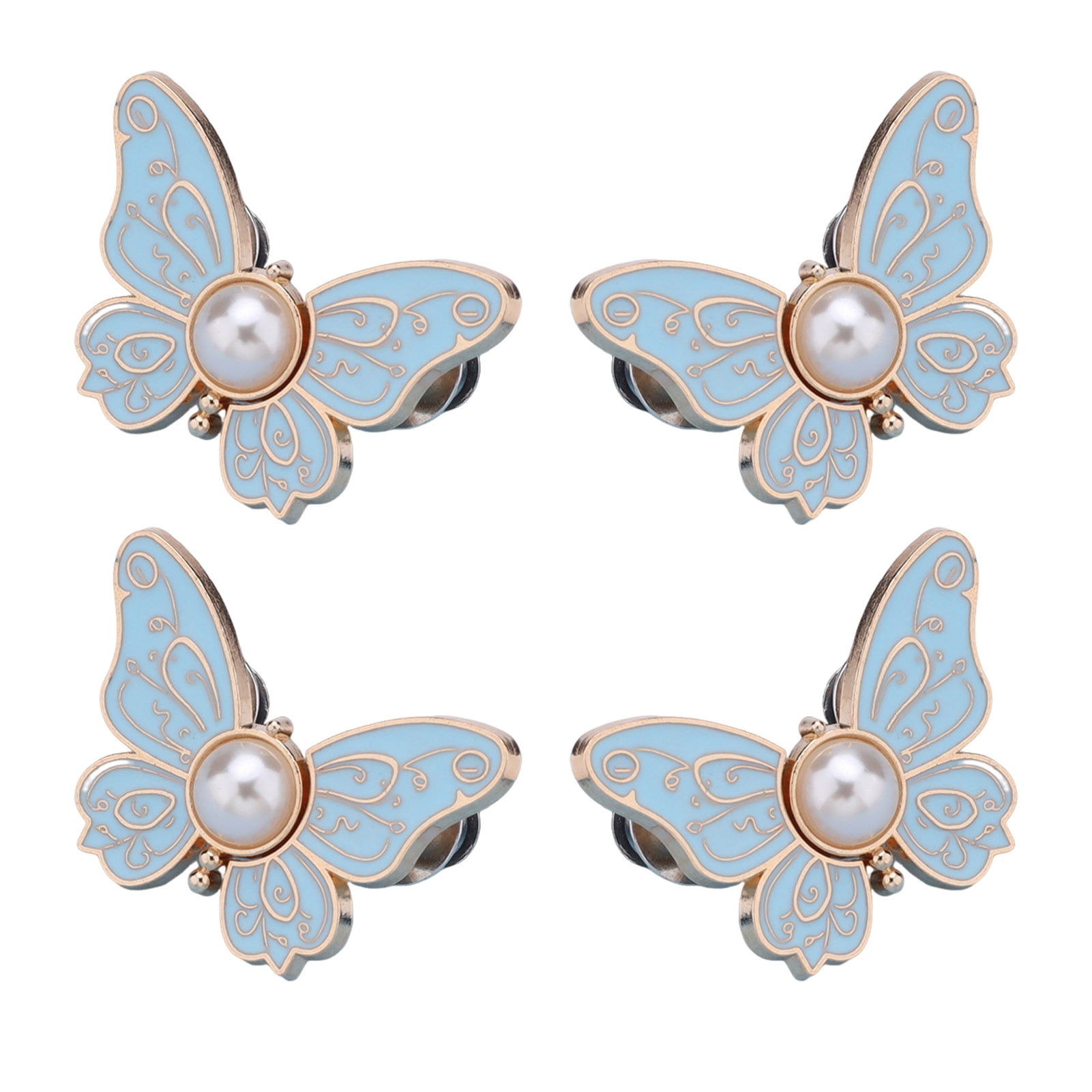 Metal Waist-Closing Buttons Butterflies Shape Faux Pearls Adjustable ...