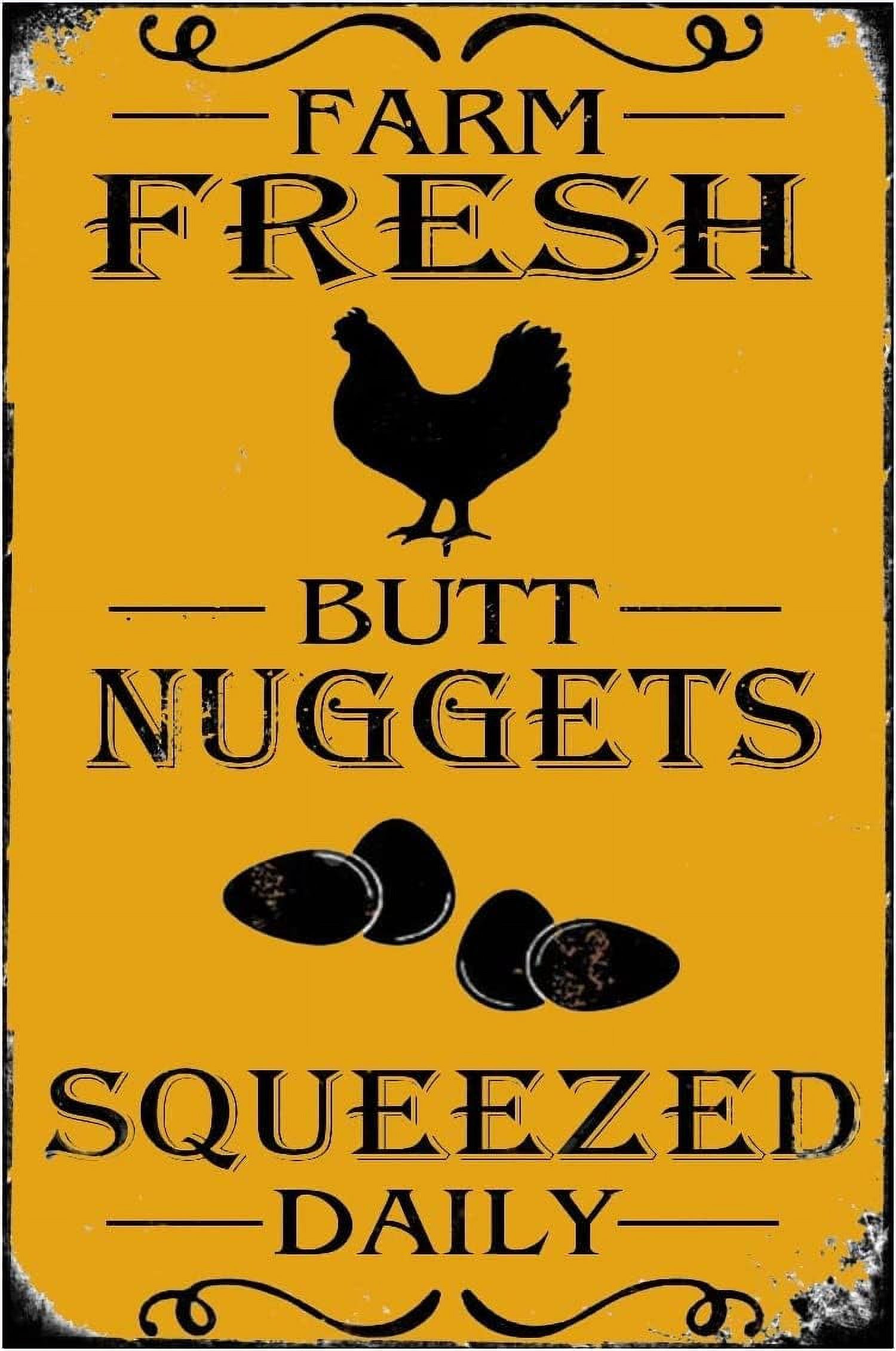Metal Wall Art for Bedroom Farm Fresh Chicken Nuggets Squeezed Daily ...