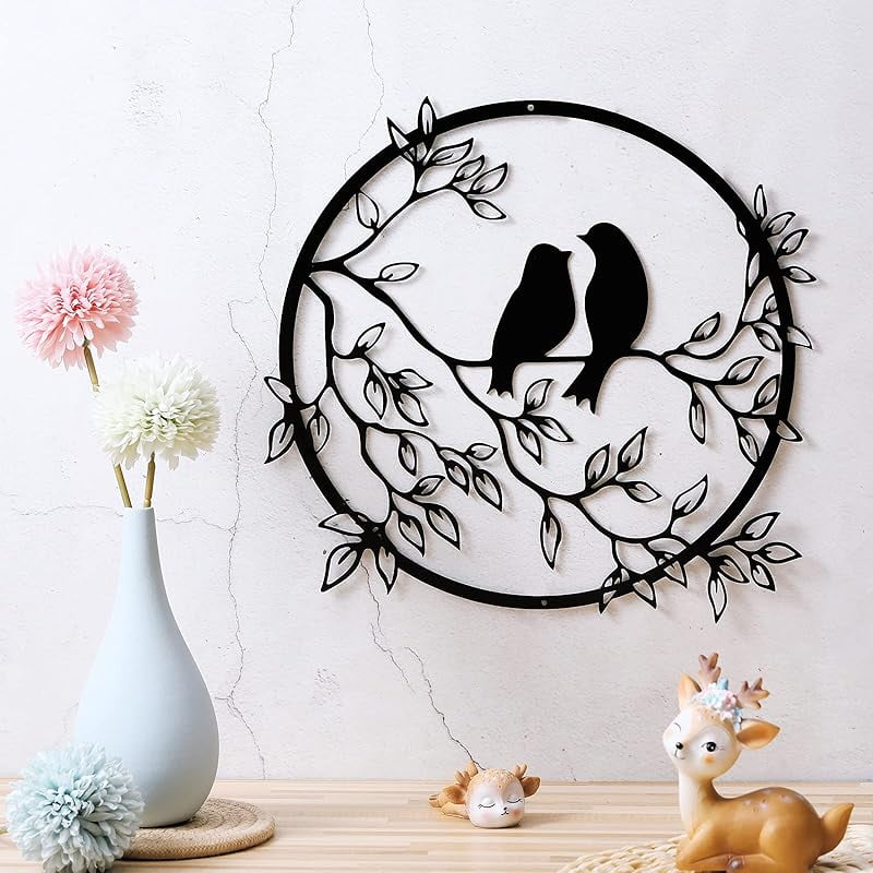 Metal Wall Art Bird on Tree Branch Silhouette Bird Art Decor for Living ...