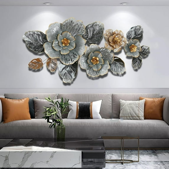 Metal Wall Art Decor - 3D Ginkgo Leaf Sculpture for Modern Home Living Room and Bedroom ...