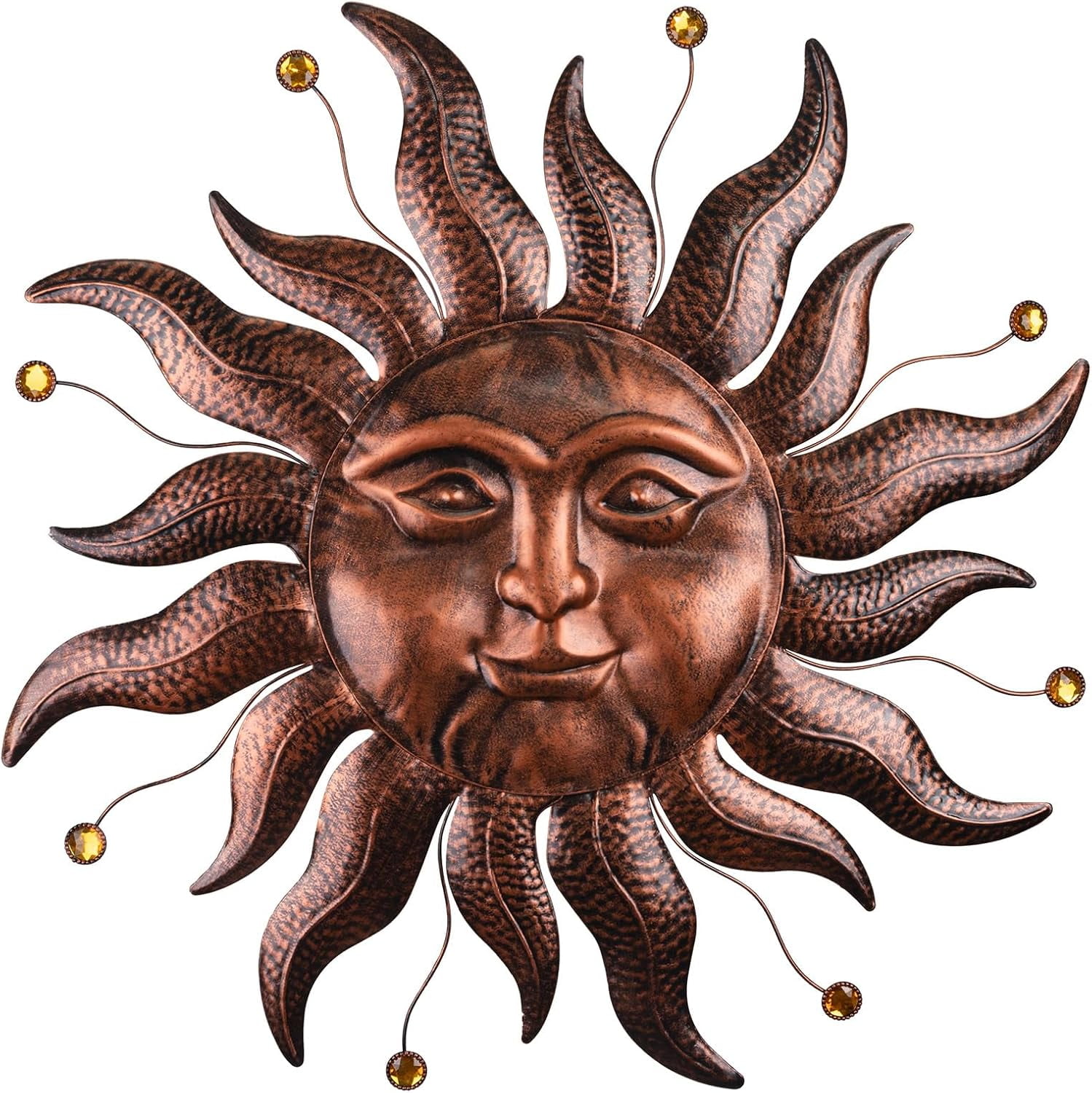 Metal Wall Art Decor Outdoor Inside with Sun Face, 26 Inch Large Outside Sun Metal Decorations ...