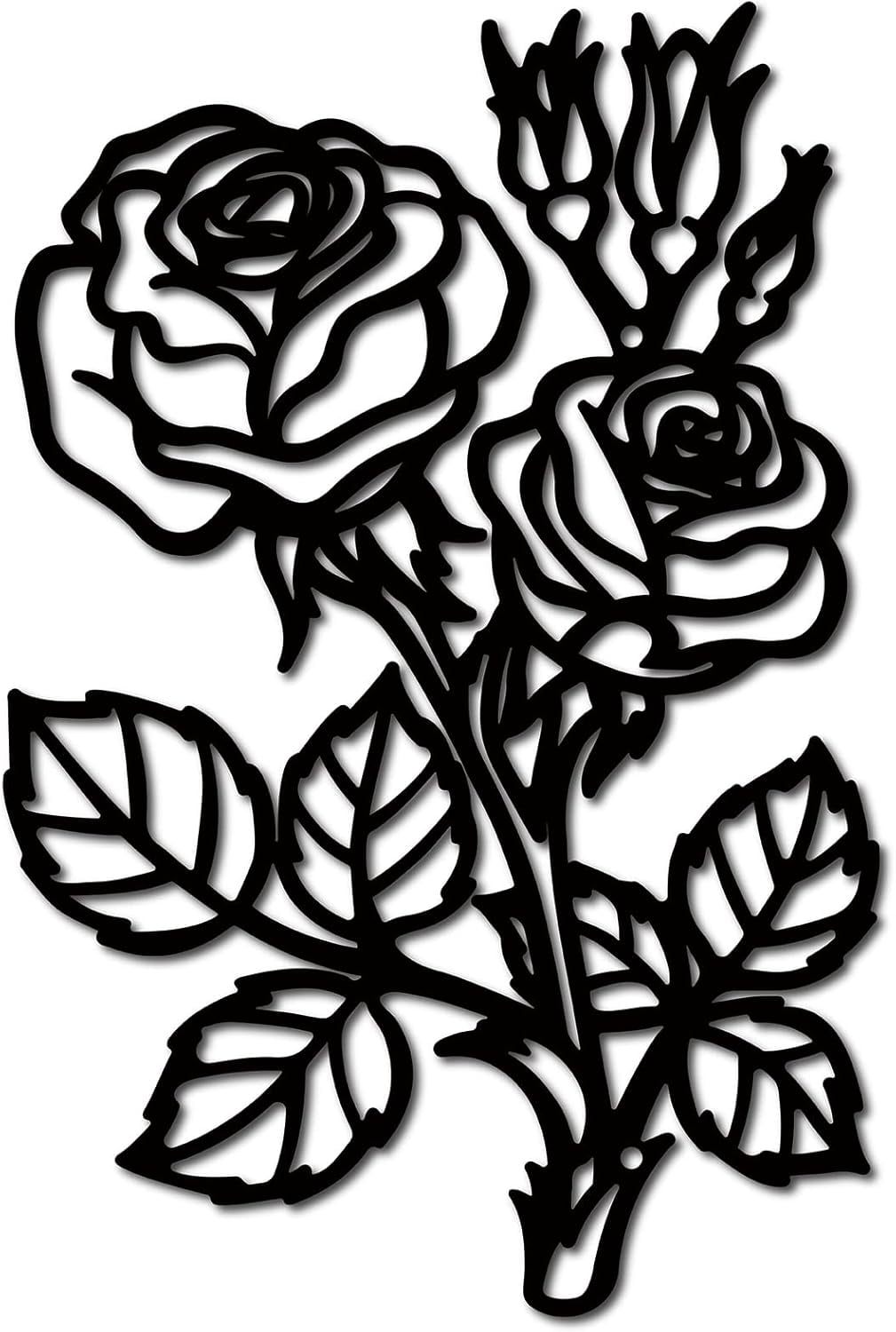 Metal Wall Art Decor Rose Flower Black Wall Signs Iron Hanging Metal ...