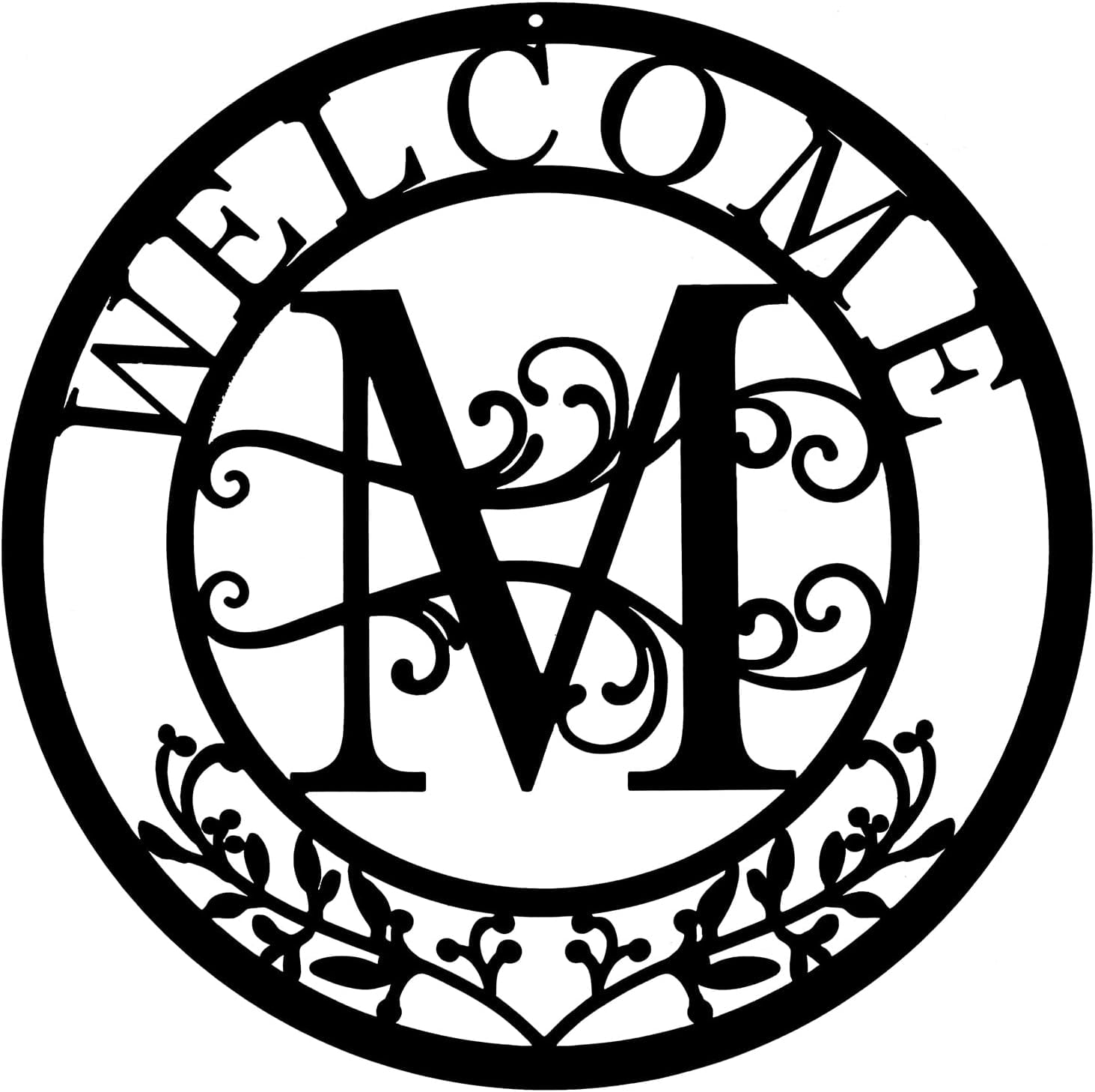 Metal Wall Art, Letter M Monogram, Personalized Name Sign, Black Wall ...