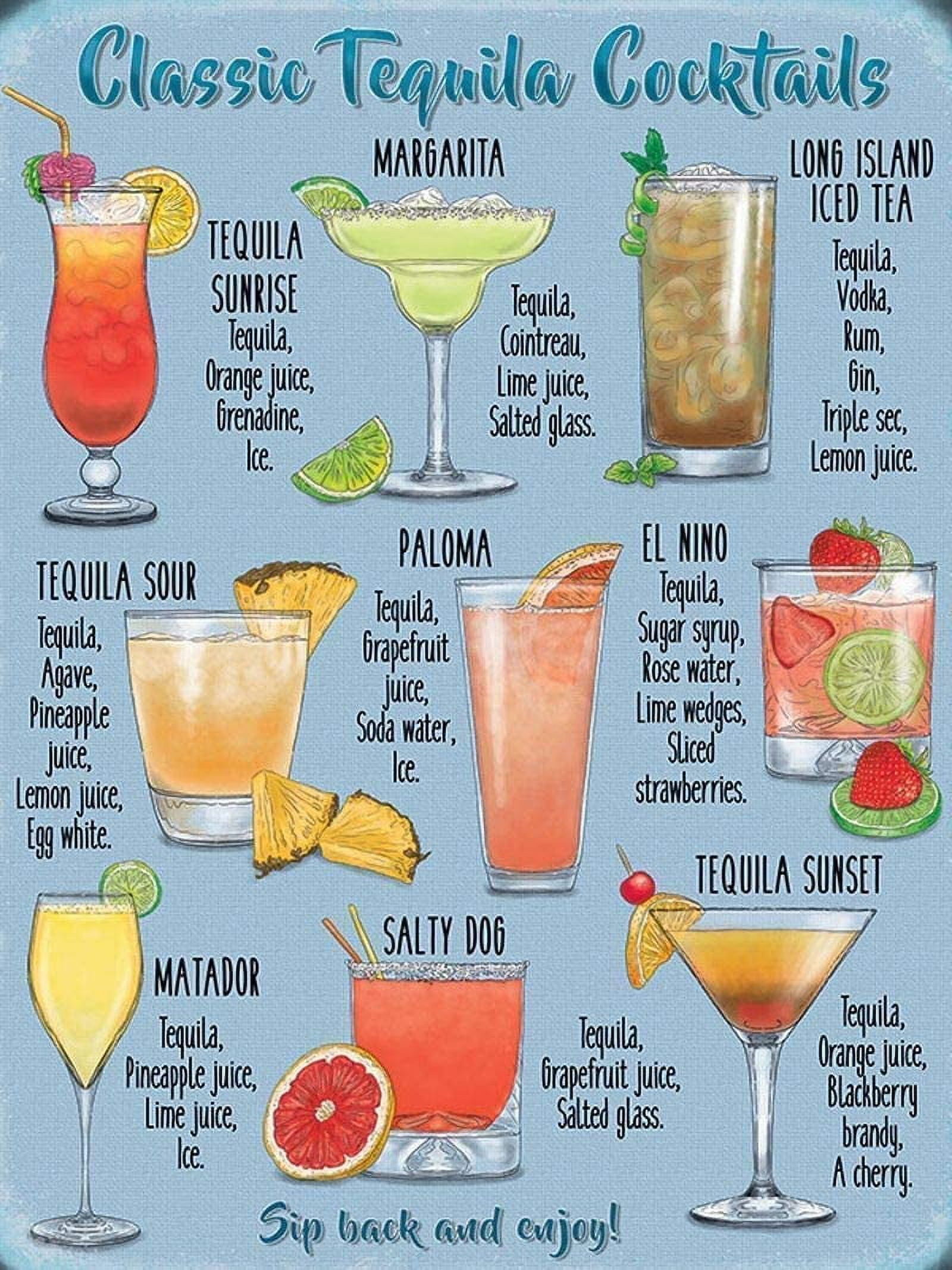 Metal Wall Art for Living Room Cocktail Sign Classic Tequila Cocktails ...