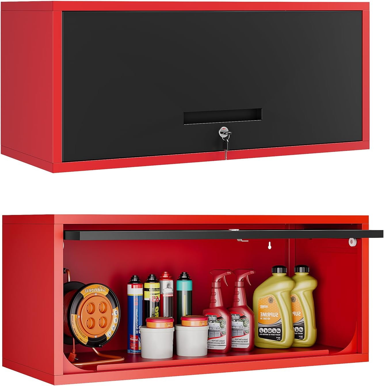 Metal Wall Cabinet,13.7'' Tall Hanging Garage Cabinets with Flip-Up ...