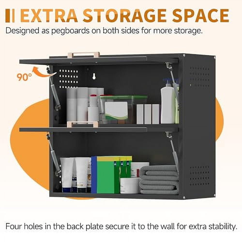 Metal Wall Cabinet with Door,Floating Kitchen Cabenit with Pegboard ...