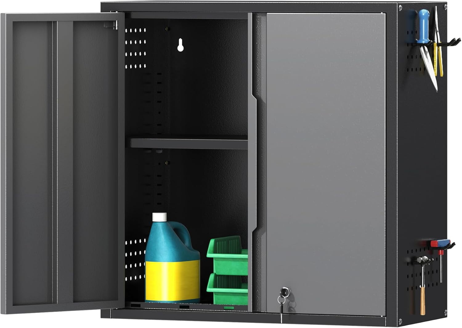 Metal Wall Cabinet, Garage Wall Cabinet with Up-Flip Door, 31.5" W Wall ...