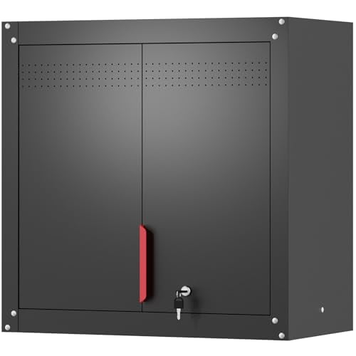 Metal Wall Cabinet,Wall Mounted Garage Storage Cabinet with Lock and ...