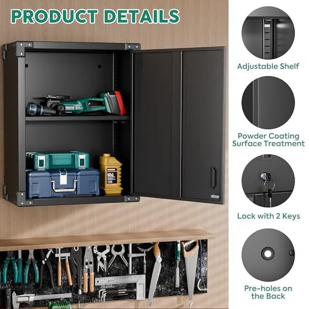 Metal Wall Cabinet, Wall-Mounted Locker with Locking Door and ...