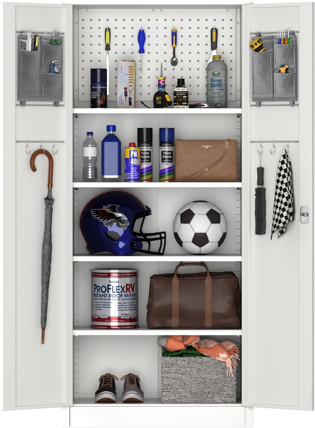 Metal Wall Cabinet, Wall-Mounted Locker with Locking Door and ...