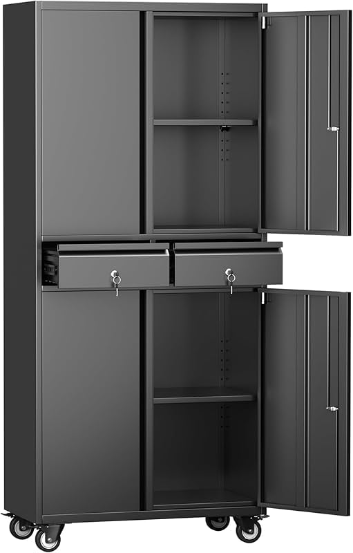 Metal Wall Cabinet, Wall-Mounted Locker with Locking Door and ...