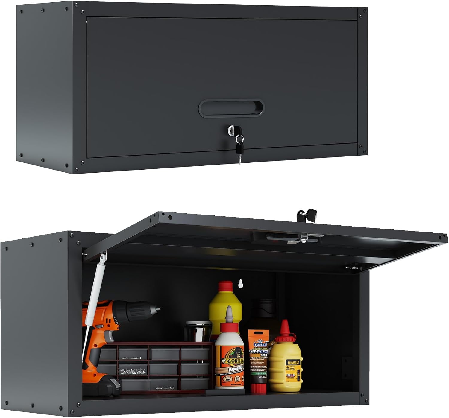 Metal Wall Cabinet with Up-flip Door, Wall Mounted Storage Cabinet for ...