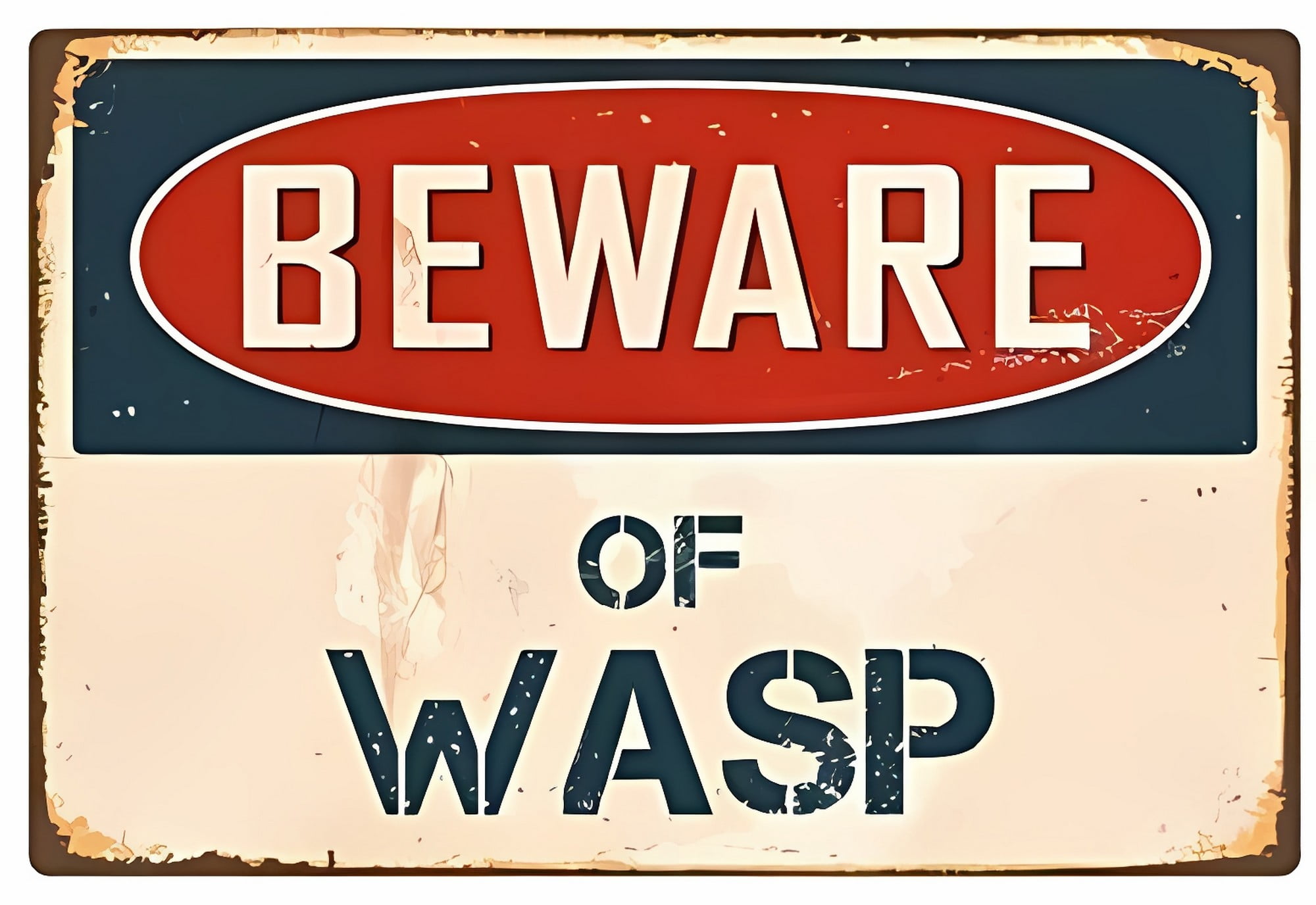 Metal Wall Decor Beware Of Wasp Funny Warning Sign - 12×8 Inches, Home ...