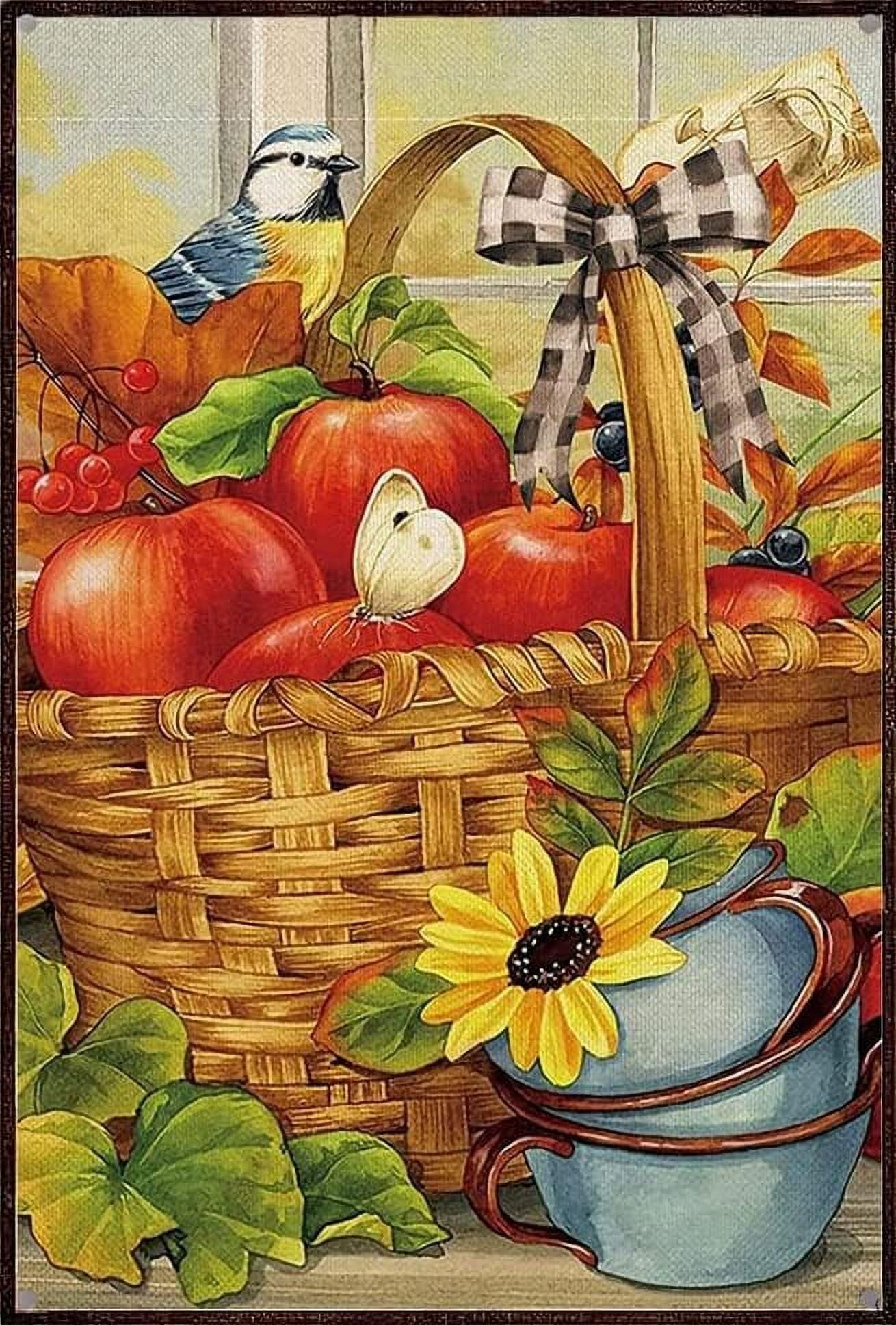 Metal Wall Decor Fall Apple Basket Metal Tin Sign Vintage Decoration ...