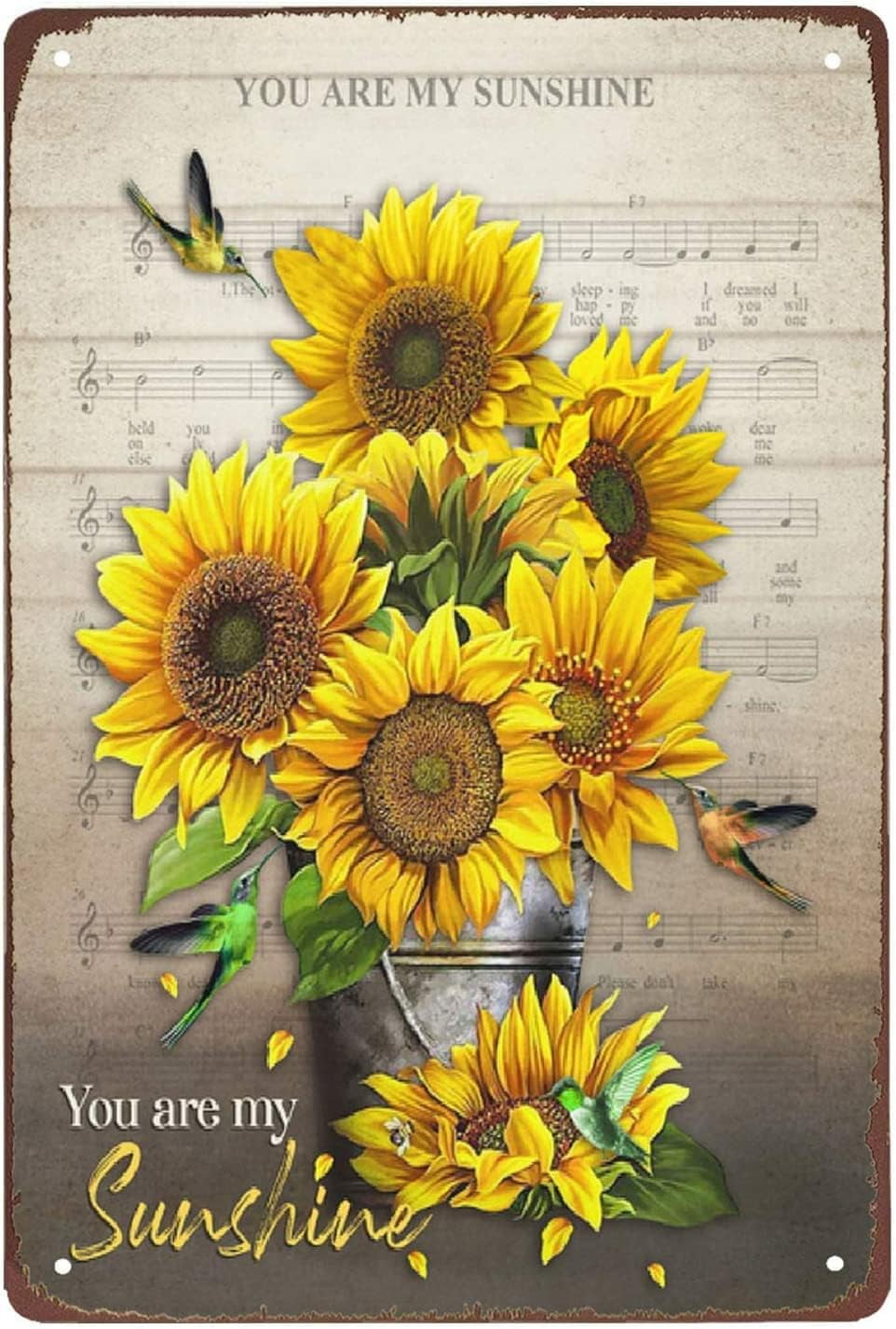 Metal Wall Decor for Living Room Antique Metal Sign Sunflower and ...