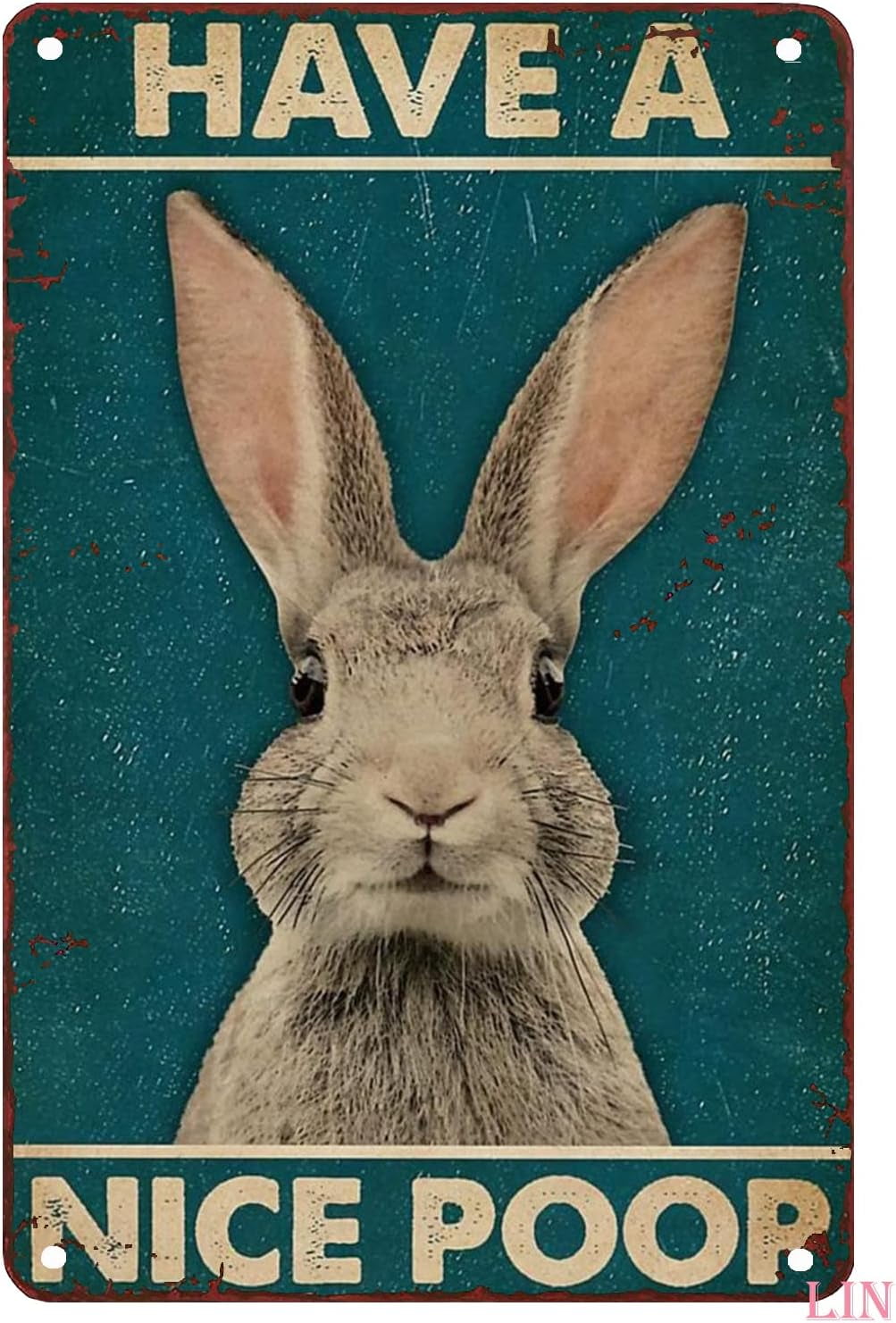 Metal Wall Decor for Living Room Rabbit Have A Nice Poop Bathroom ...