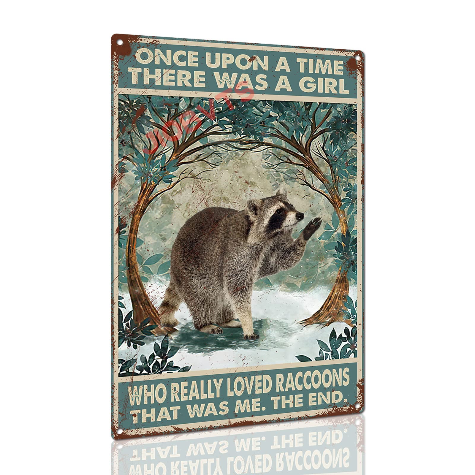 Metal Wall Decor: 'Once Upon A Time...' Raccoon Tin Sign - 812 inch ...