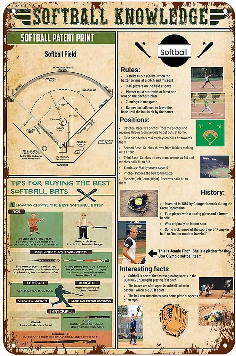 Metal Wall Decor Softball Knowledge Softball Player Giftsoftball Girl ...