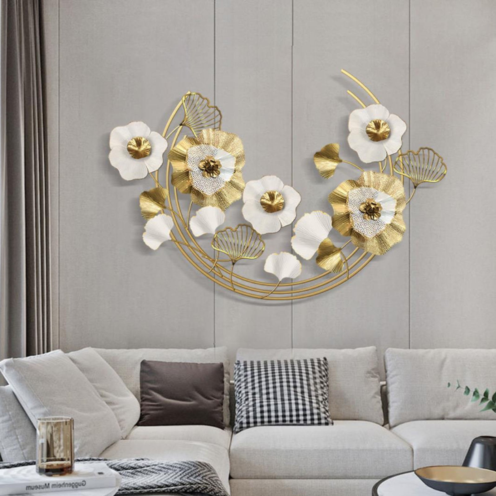 Metal Wall Decor Wall Art, 3D Flower Modern Home Decor Wall Sculptures ...