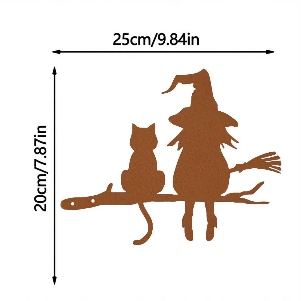Iron Silhouette Witch & Cat Yard Art Stake: Elevate Your Decor with ...
