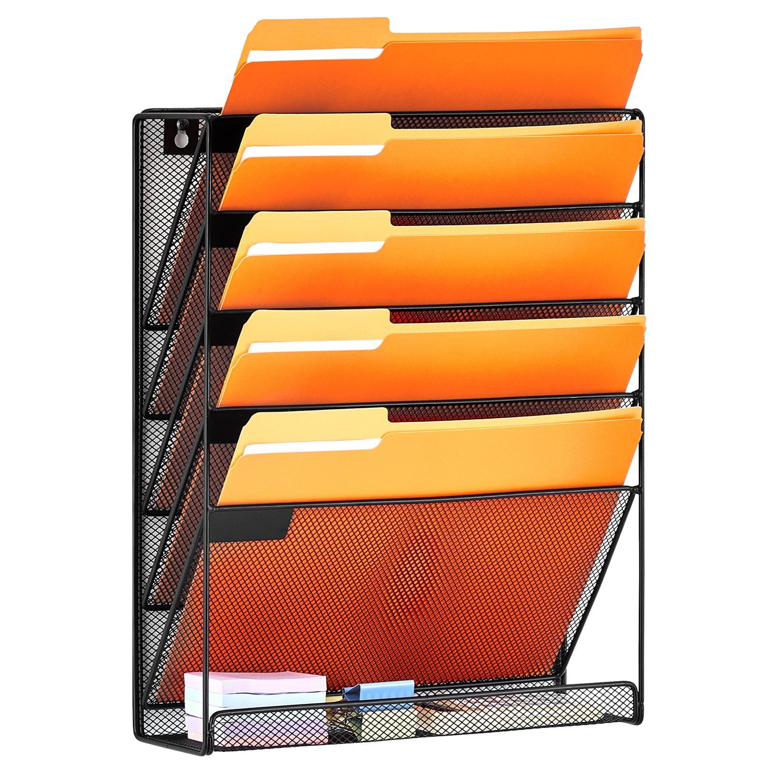 Metal Wall File Organizer with 6 Mesh Pockets for Magazine Mail Paper ...