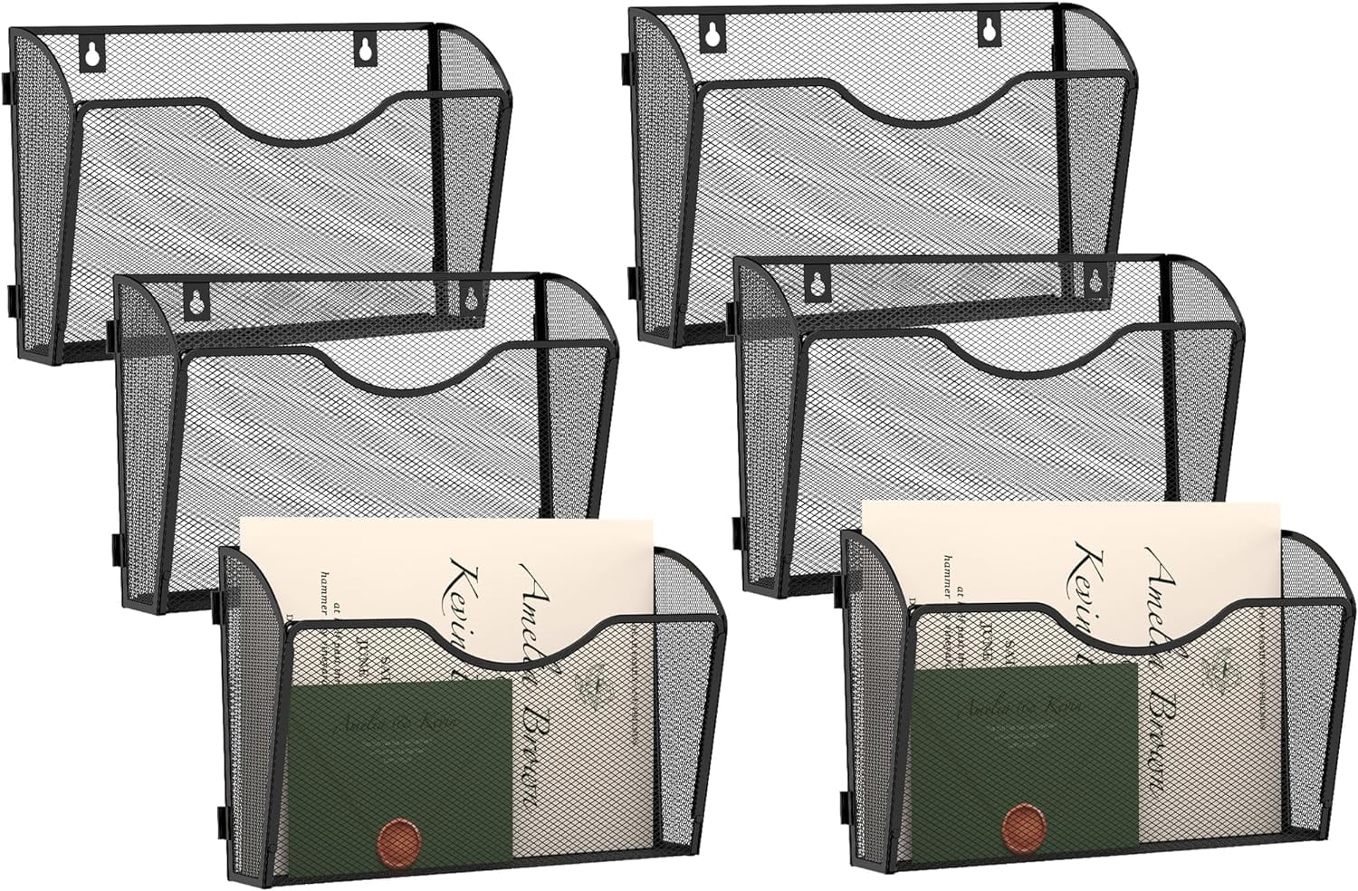 Metal Wall File Pockets Hanging File Organizer, Vertical Wall File ...