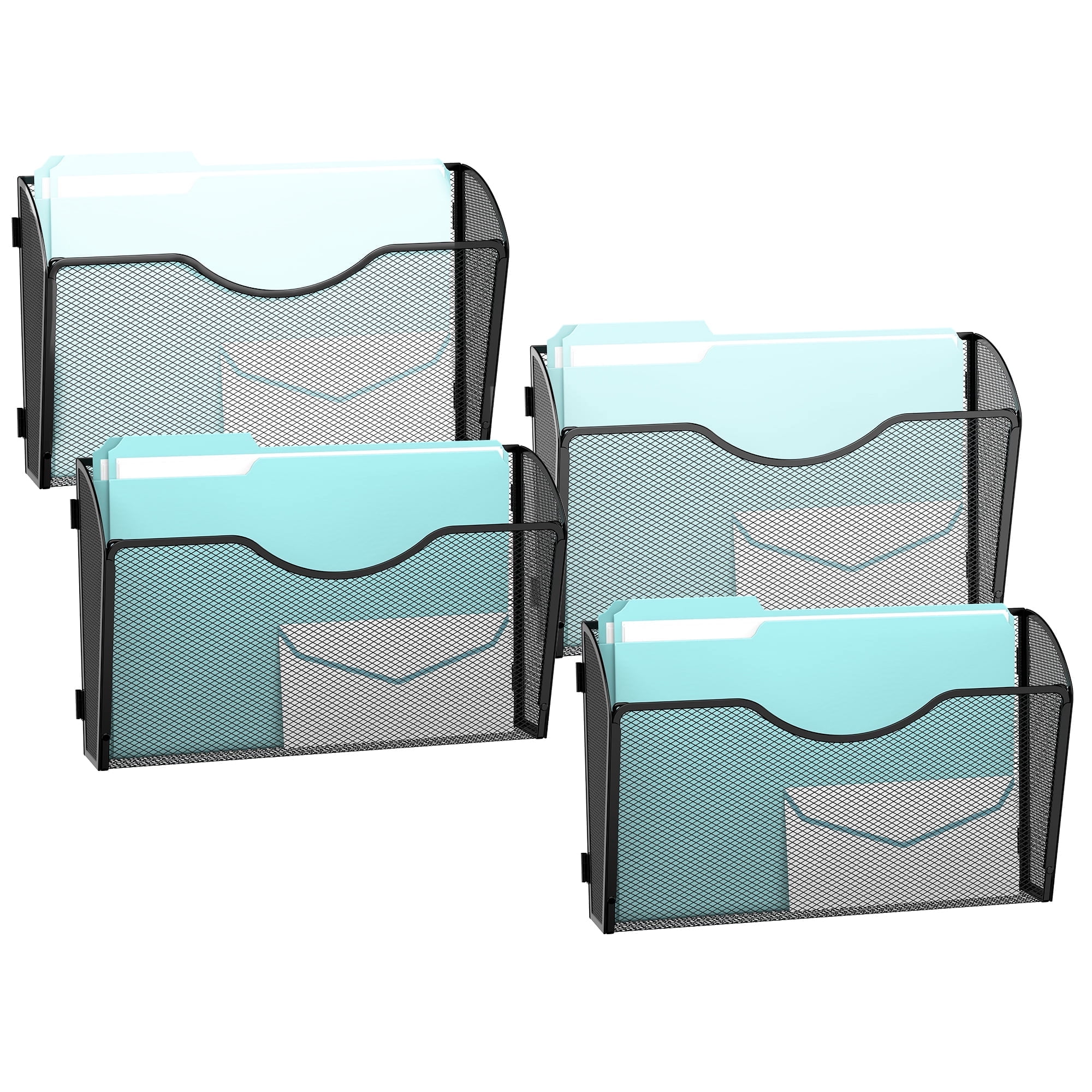 INTIGE 4 Pcs Metal Wall File Pockets, 2-Compartment Vertical Wall File ...