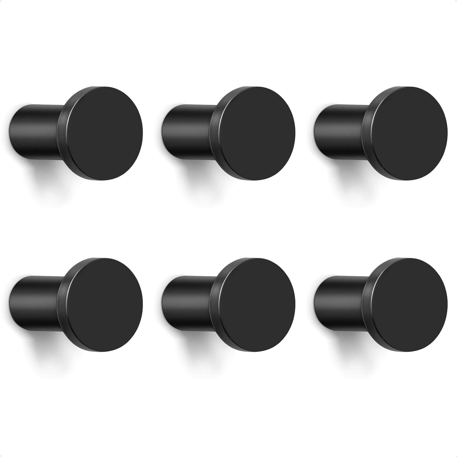 Metal Wall Hooks for Hanging,6 Coat Hooks Wall Mount,Heavy Duty Black ...