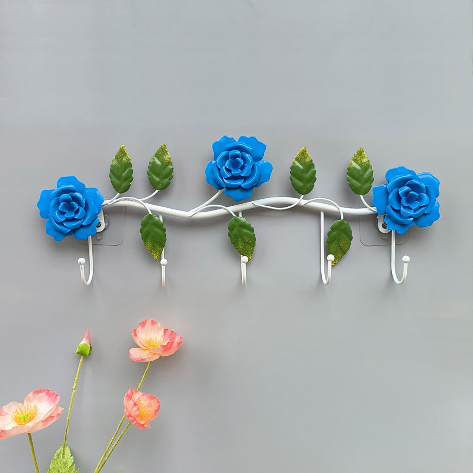 Metal Wall Hooks, Rose Flower Coat Hooks Rustic Style Hanging Hook for ...